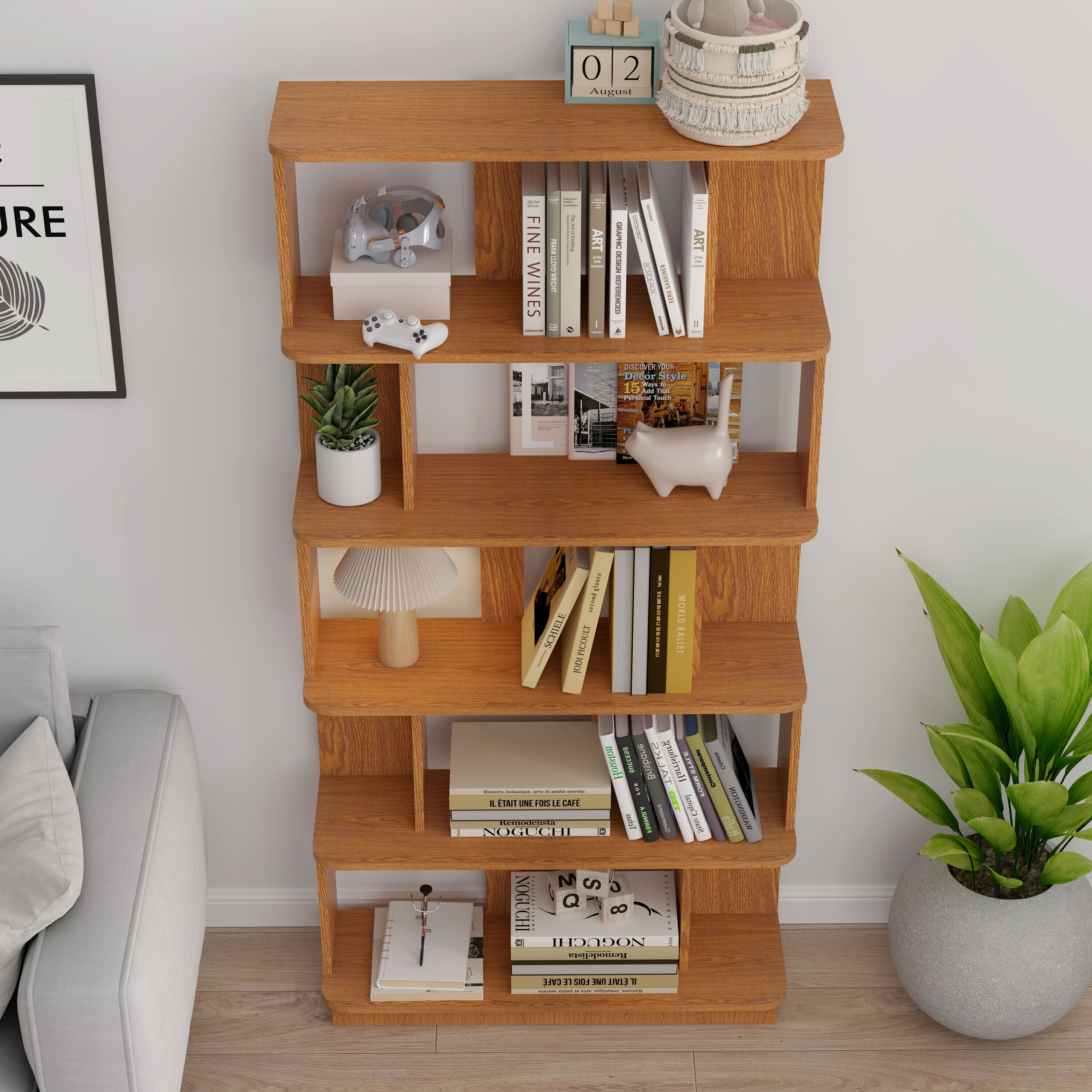 KTMBDW Modern Bookshelves and Bookcases Floor Standing 5 Shelf Display ...