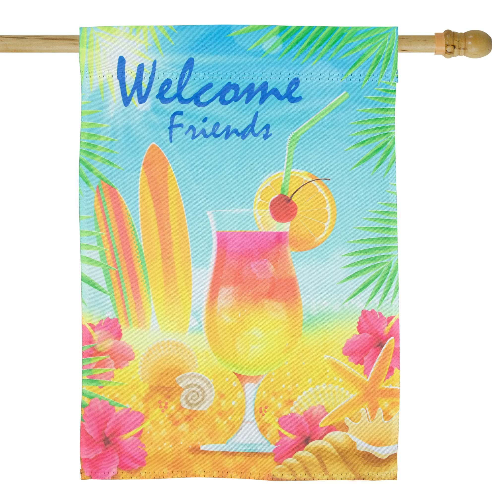 Northlight Tropical Welcome Friends Outdoor House Flag 28 inch x 40 ...