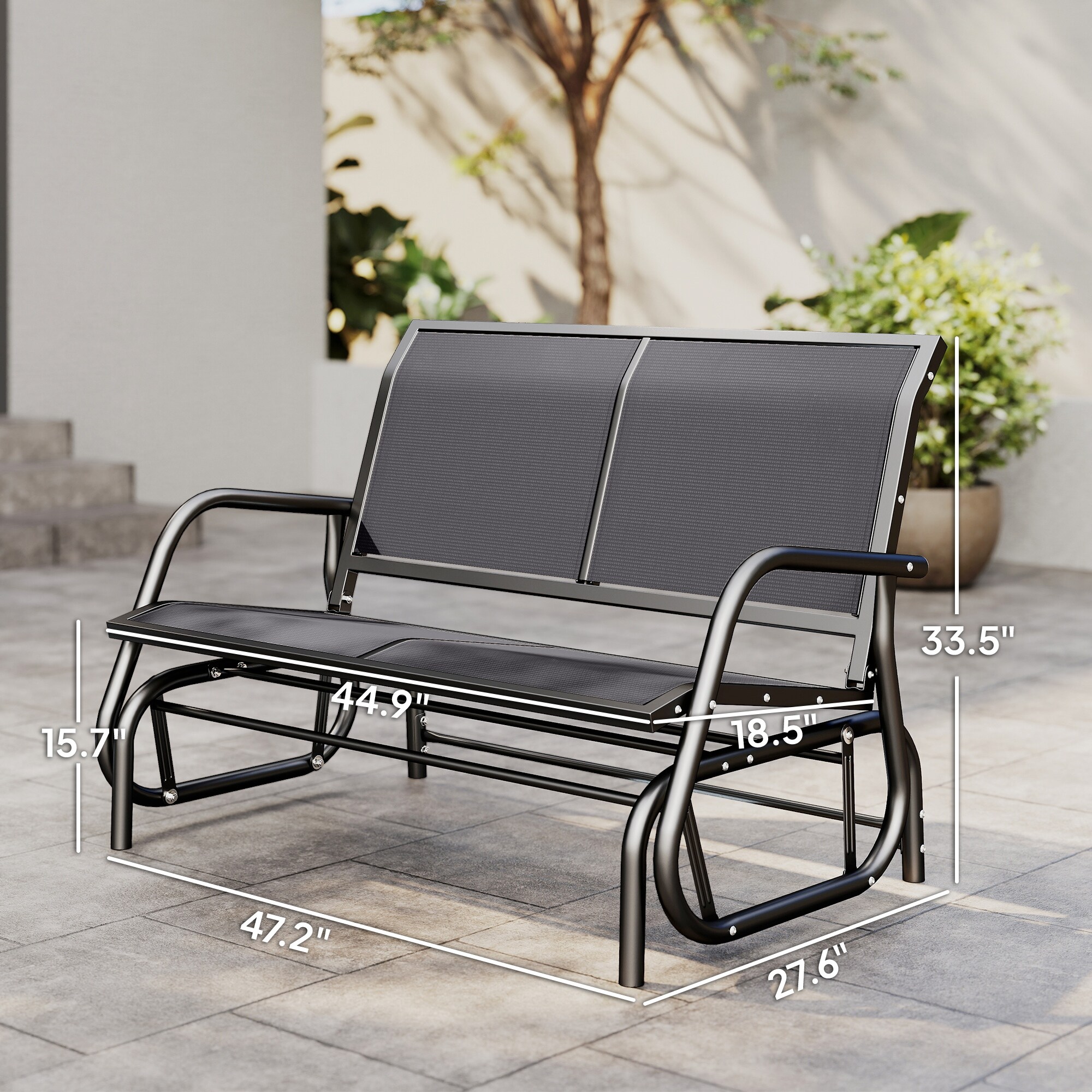 Outsunny 2Person Outdoor Glider Bench Patio Double Swing Rocking Chair ...