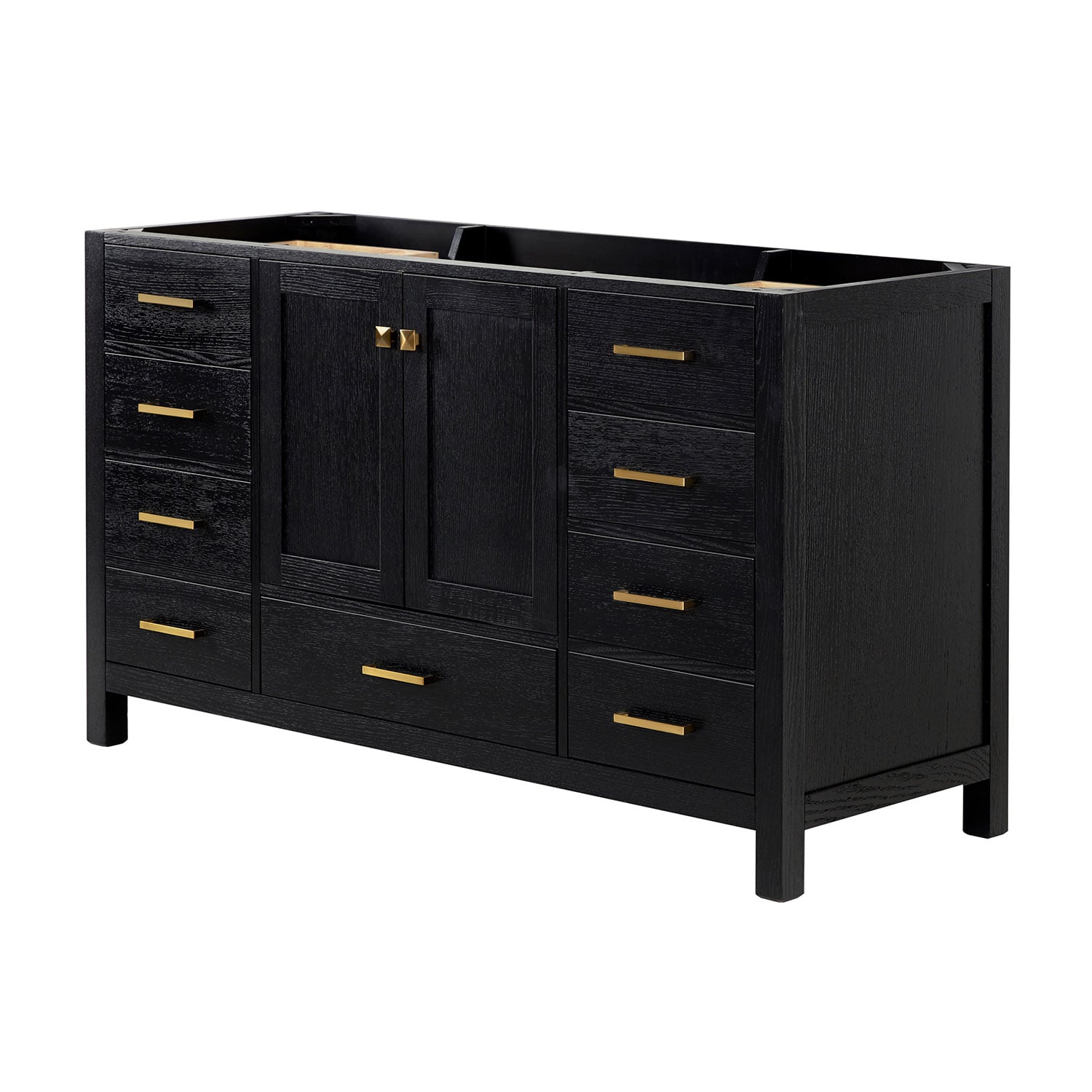 ARIEL Cambridge 60-in Black Oak Bathroom Vanity Base Cabinet without ...