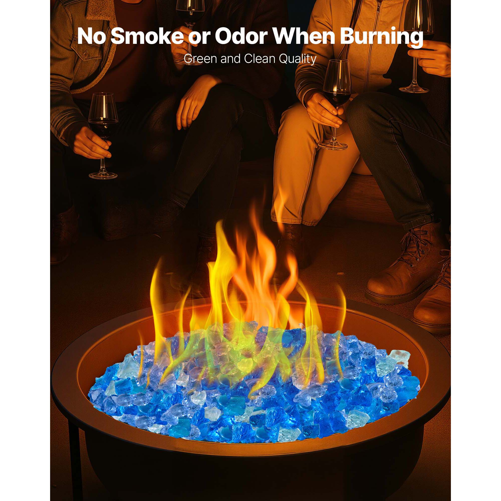 VEVOR Fire Glass 10 LBS / 4.5 KG Fireplace Rocks 3/4-Inch / 19.05 mm ...