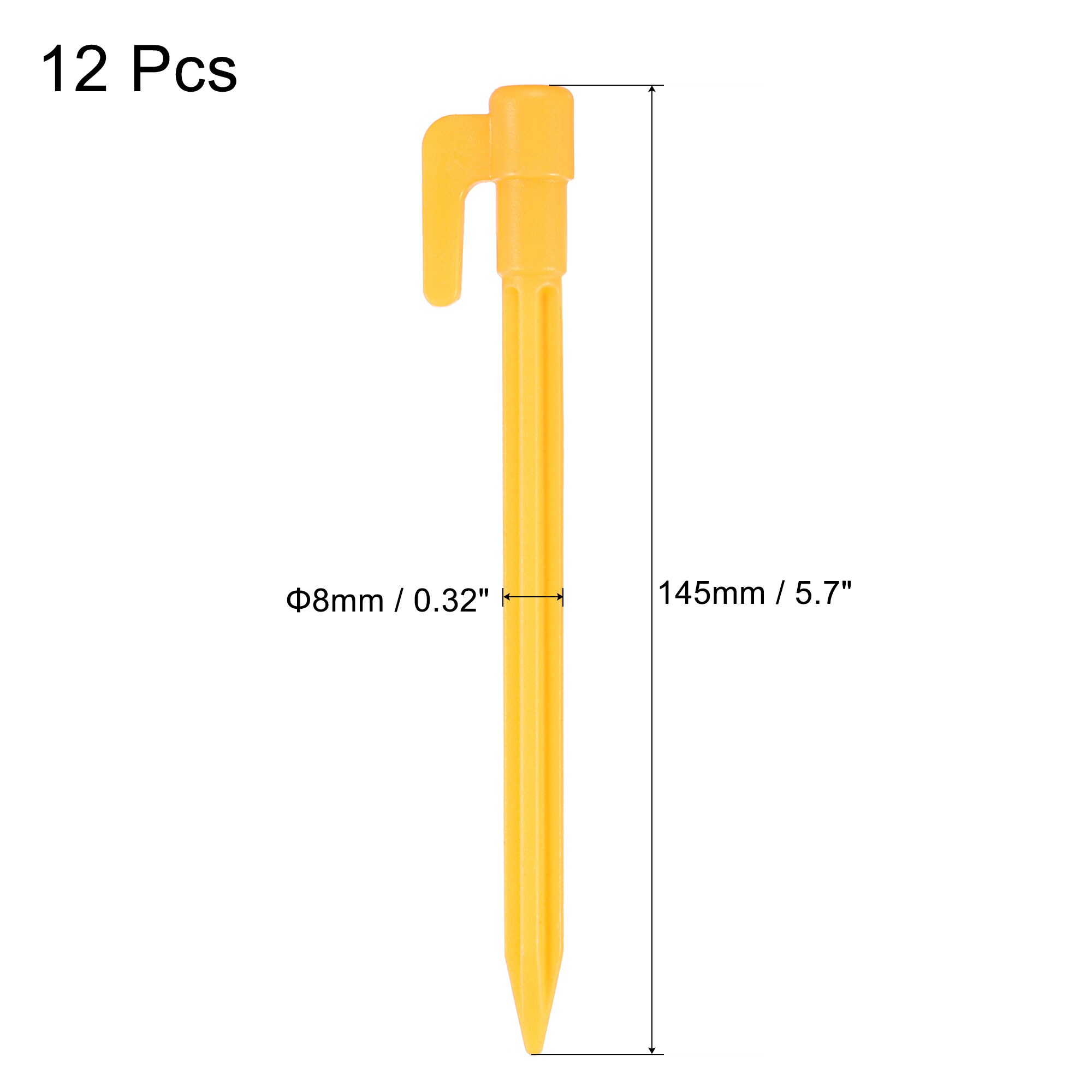 Unique Bargains 12pcs Tent Stakes Plastic Camping Ground Pegs with Hook ...