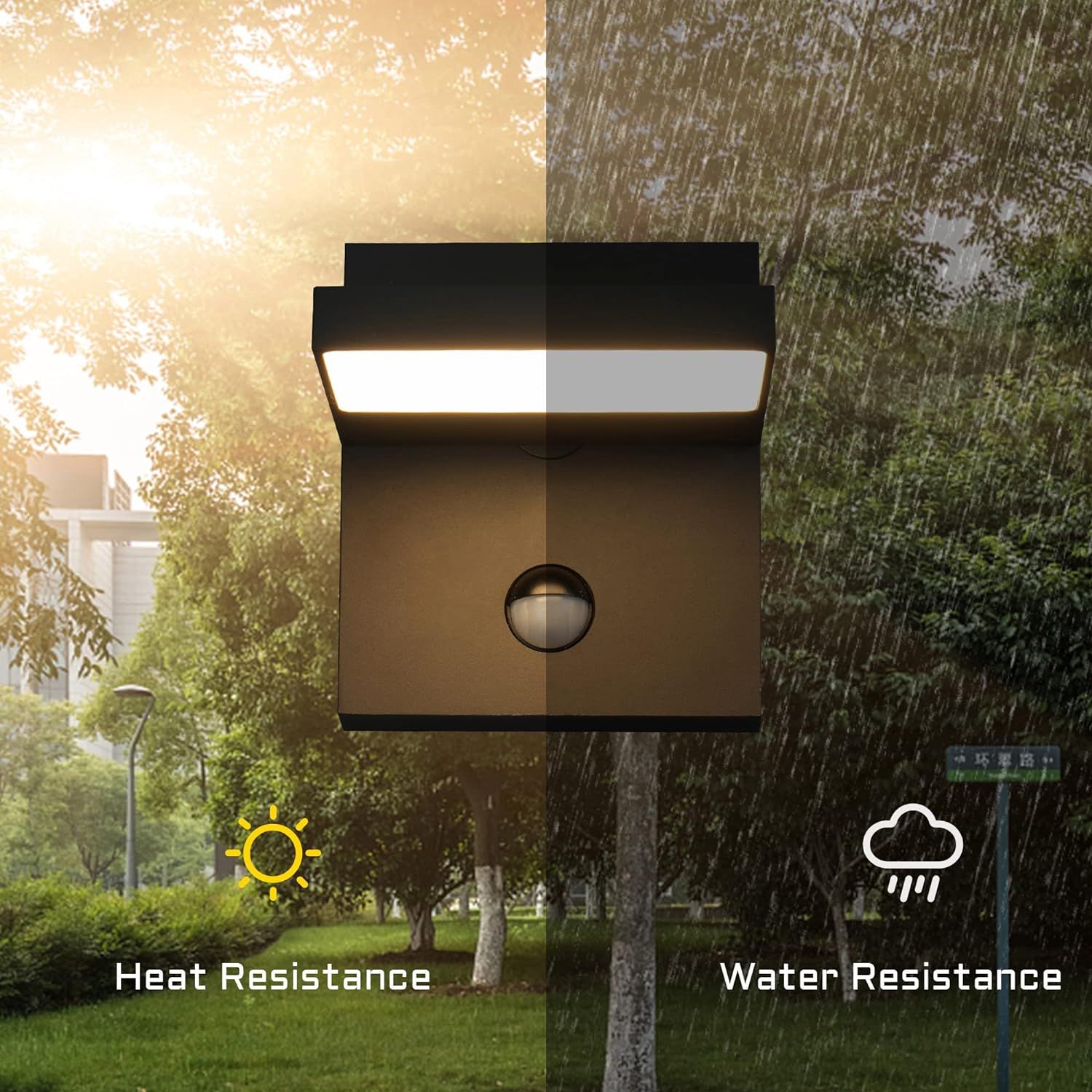 Tenleaf 6.7Inch Modern Wall Light Outdoor Motion Sensor Wall Sconce for ...