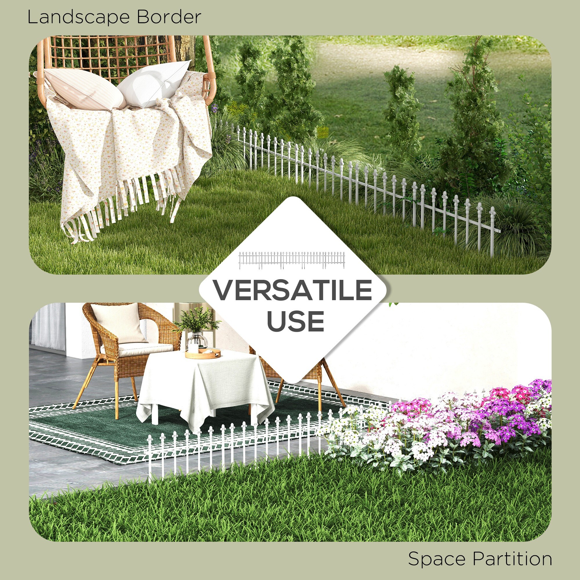 Tatayosi Metal Decorative Garden Fence 5 Pack Steel Fence Panels ...