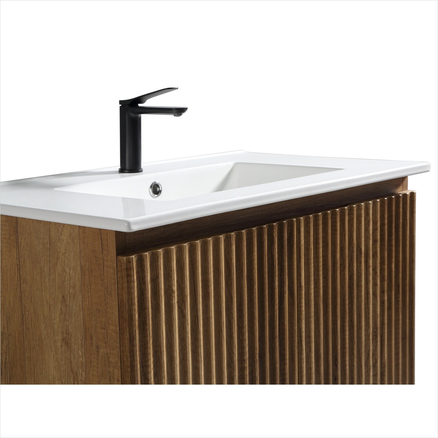 Naturefalls 30-Inch Folding Wall-Mounted Bathroom Vanity with Ceramic ...