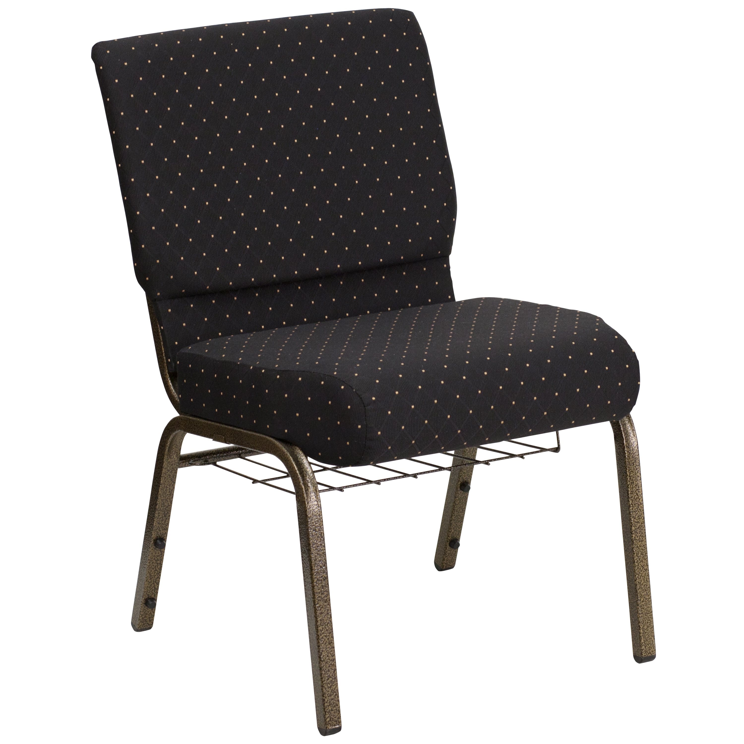 Emma + Oliver 21-in W Church Chair; Black Patterned Fabric Cup Book ...