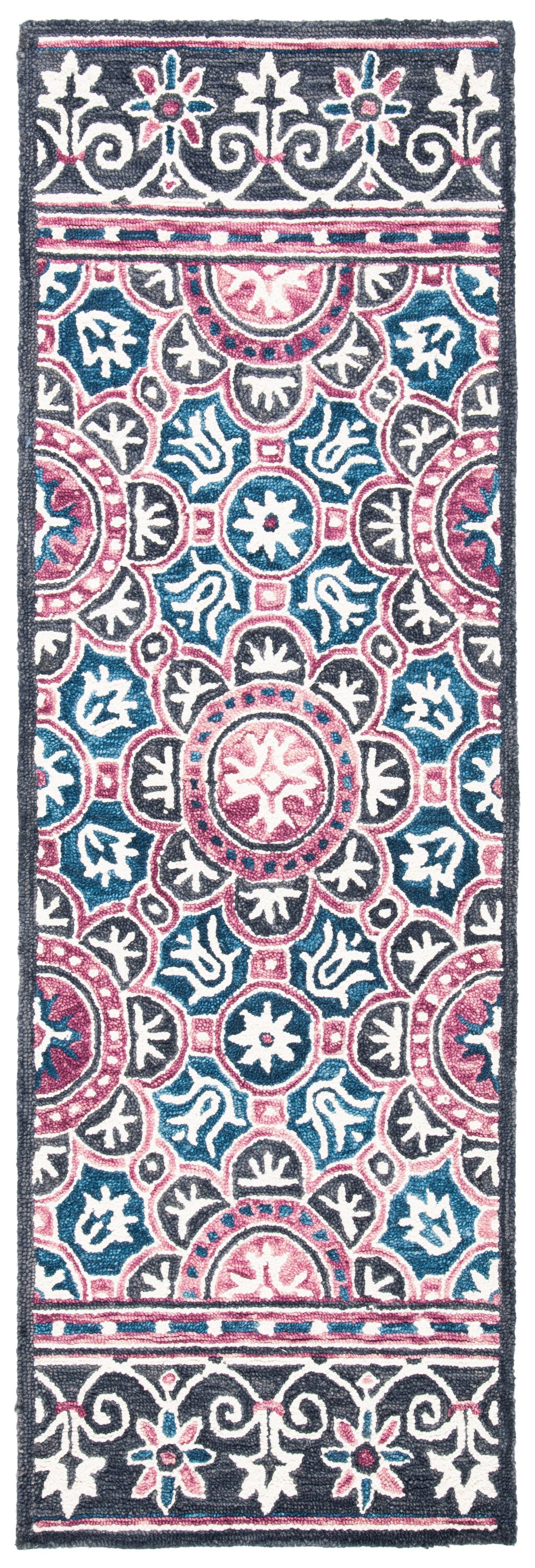 Safavieh Micro-Loop 632 Ivory/Pink Bohemian 2ft-3in x 7ft Runner Rug in ...