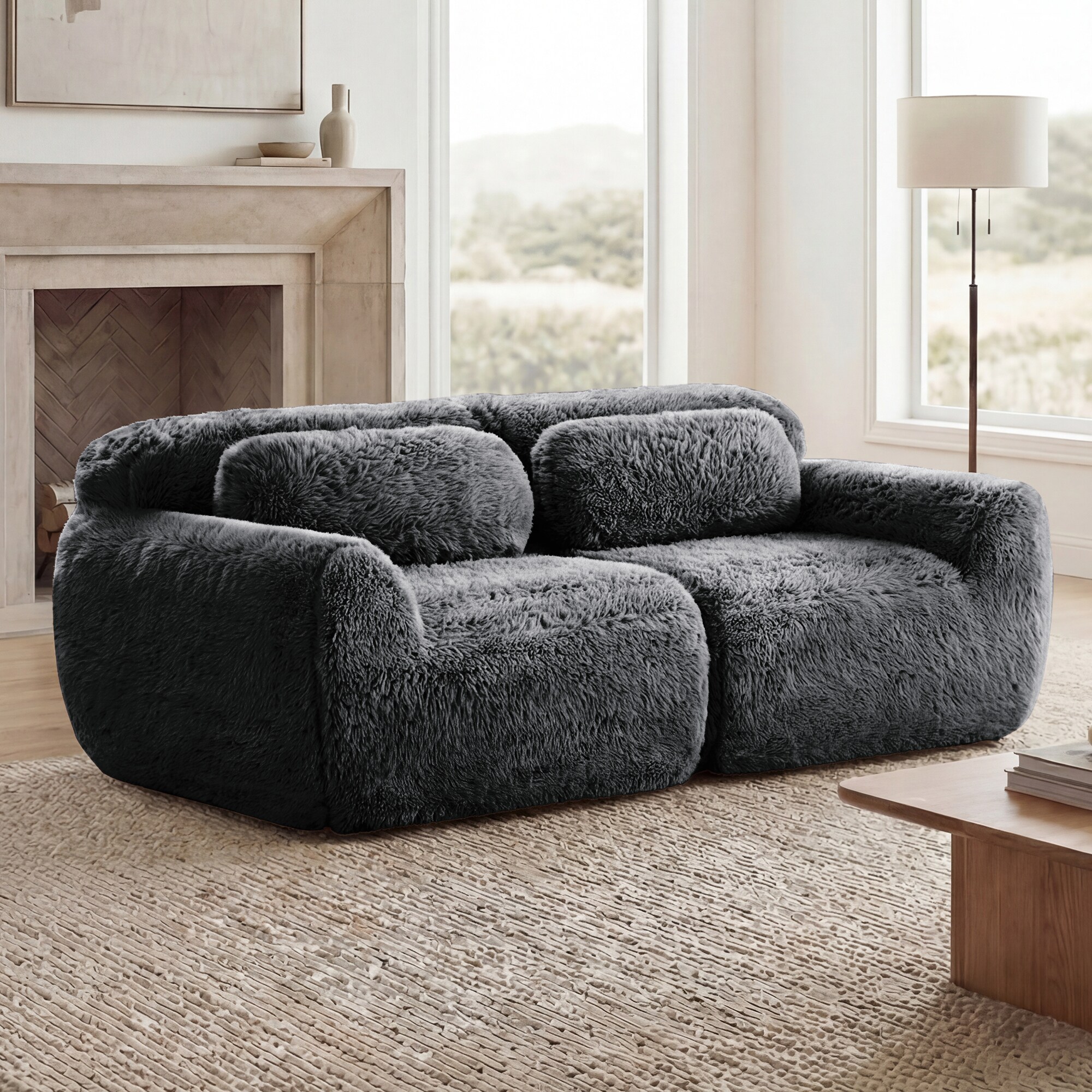 LUXEYARD 2-seater Modular Sectional Sofa Couches Soft Fluffy Plush ...