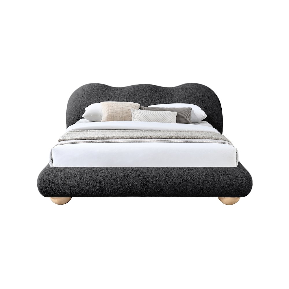 Meridian Hyde Black Boucle Fabric Full Bed in the Beds department at ...