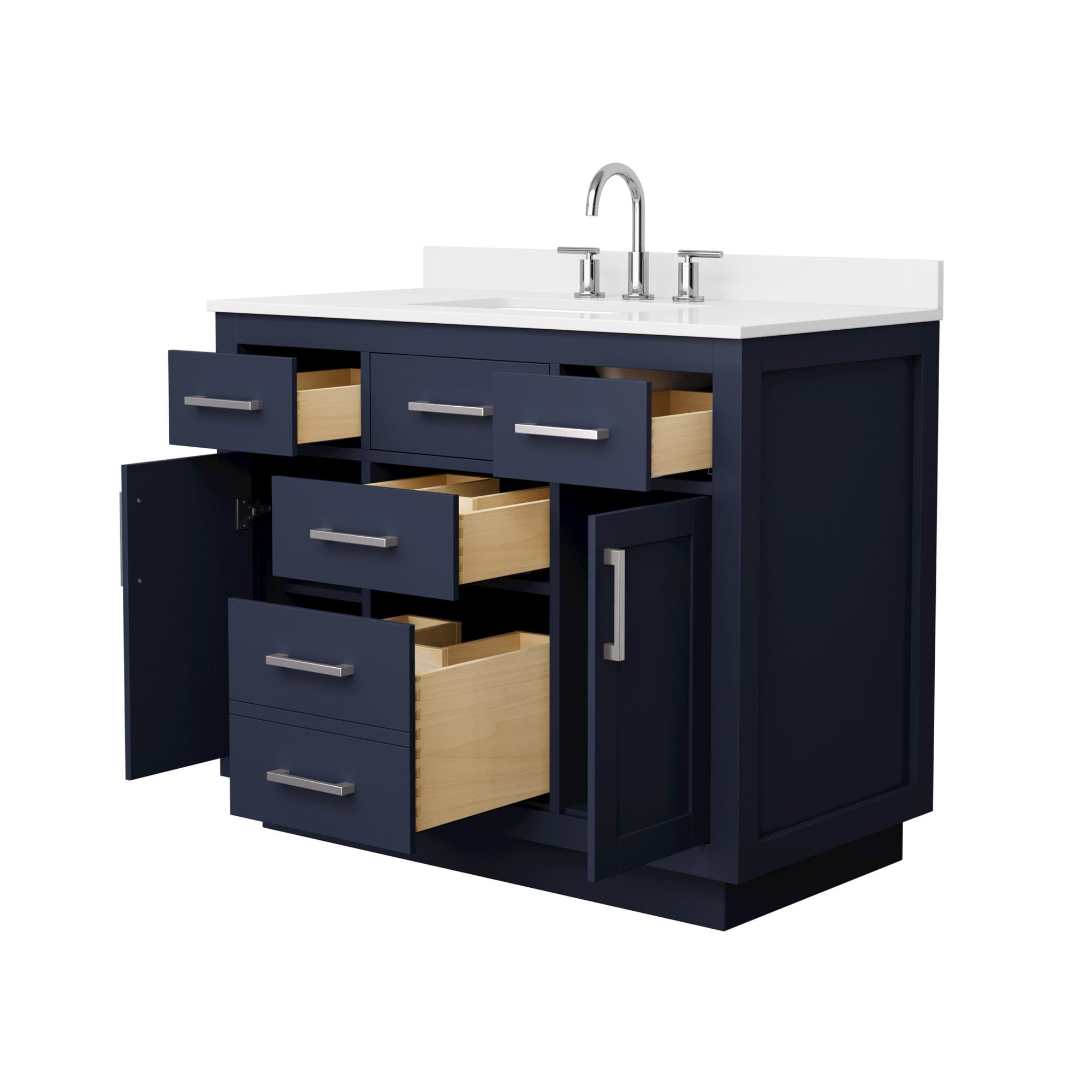 Wyndham Collection Beckett TK 42-in Dark Blue with Brushed Nickel Trim ...