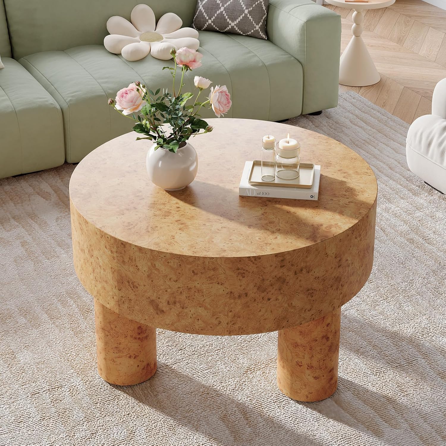Tribesigns 31.5 inches Round Coffee Table for Living Room Modern Circle ...