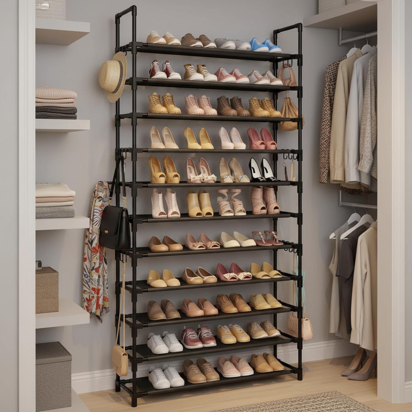 Baginizer 10 Tier Shoe Rack 40 Pairs Large Capacity Sturdy Storage ...