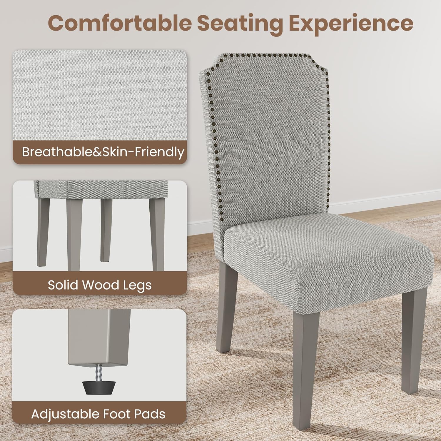 IdealHouse 63 Inch Oval Dining Table with Upholstered Dining Chairs ...