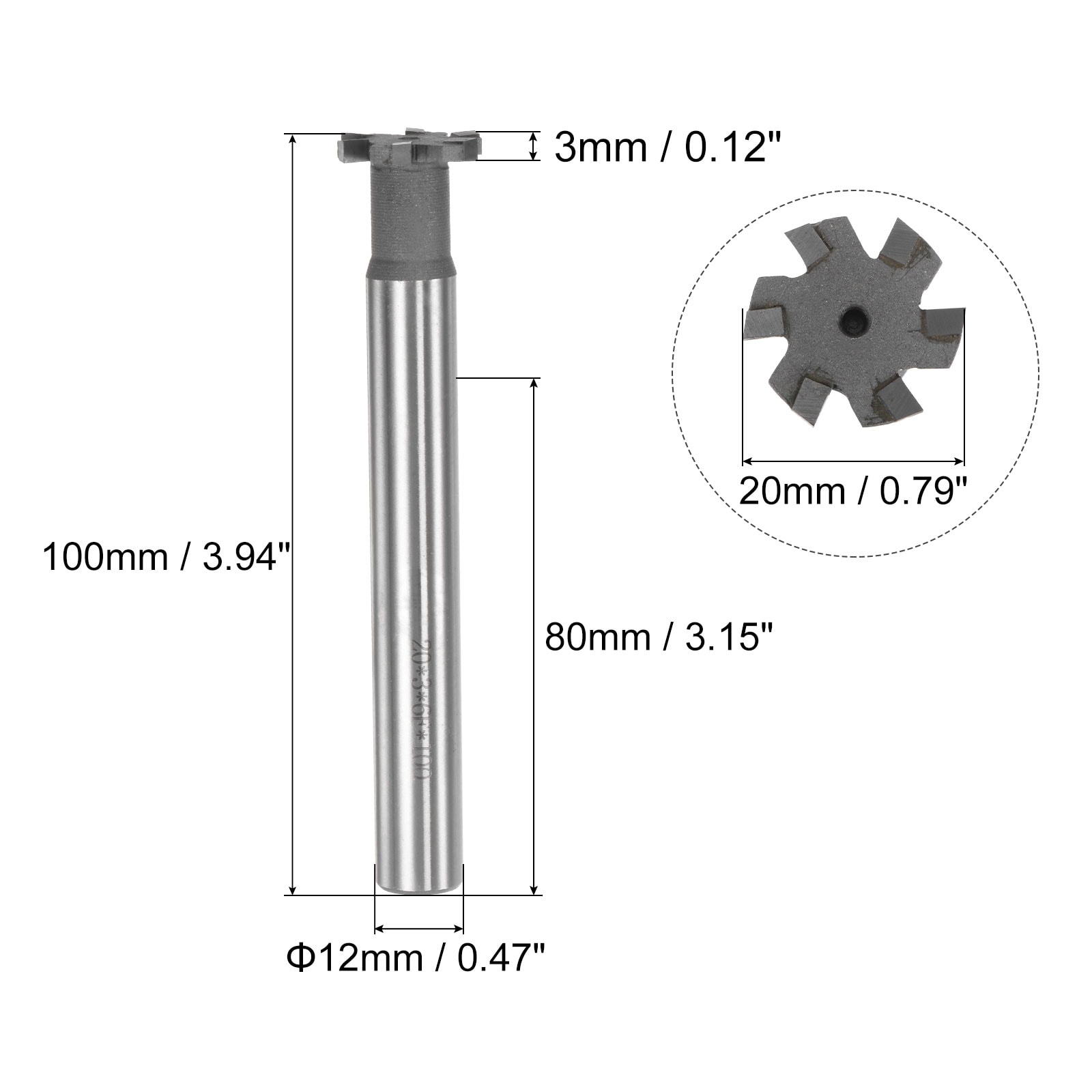 Unique Bargains T-Slot Milling Cutters 3mm Depth 20mm Cutting Dia 12mm ...