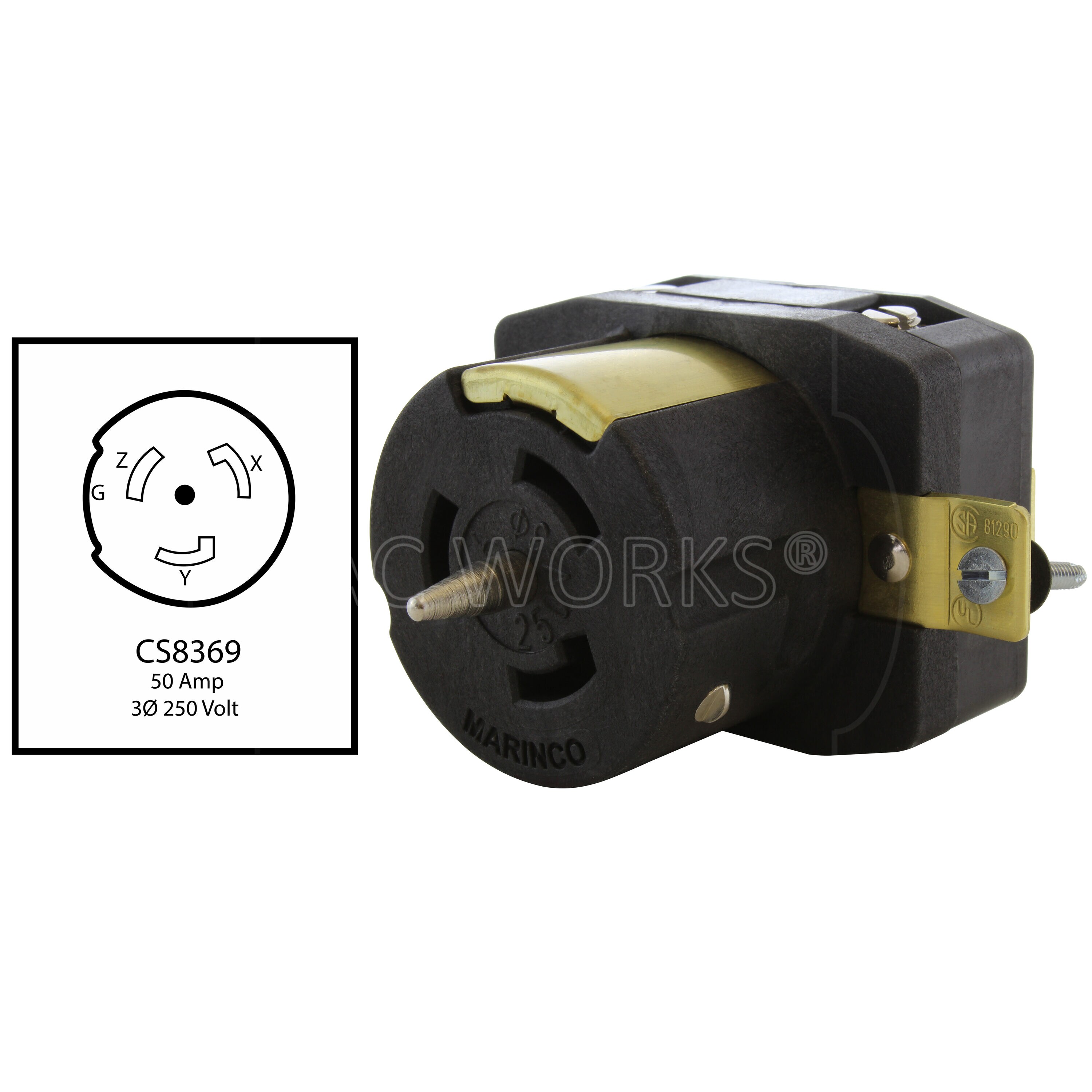 AC WORKS CS8369-G 50-Amp 250 -Volt NEMA 4-wire grounding Heavy-duty ...