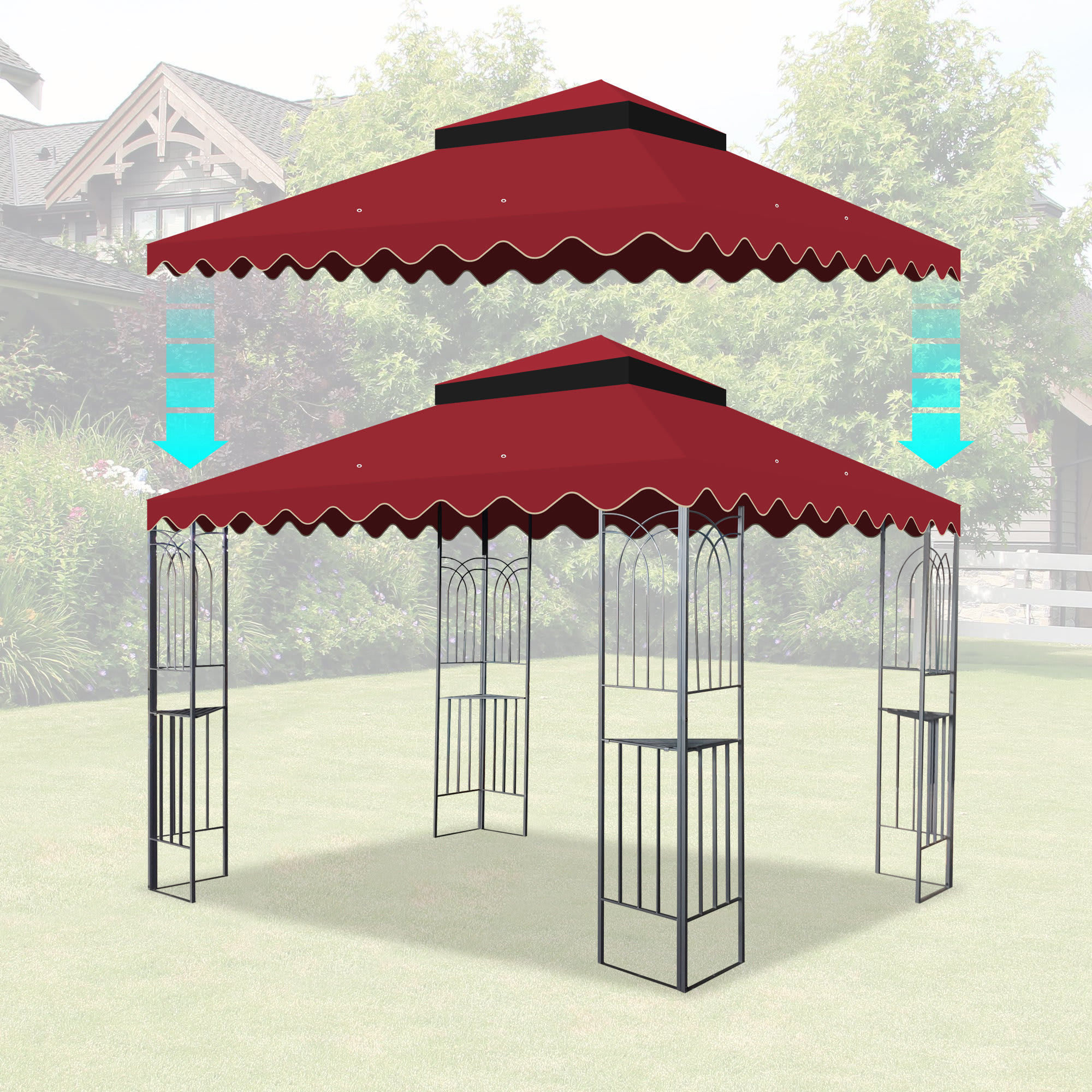 Aoibox 10x10 Ft Gazebo Replacement Canopy Polyester UV Water Resistant ...