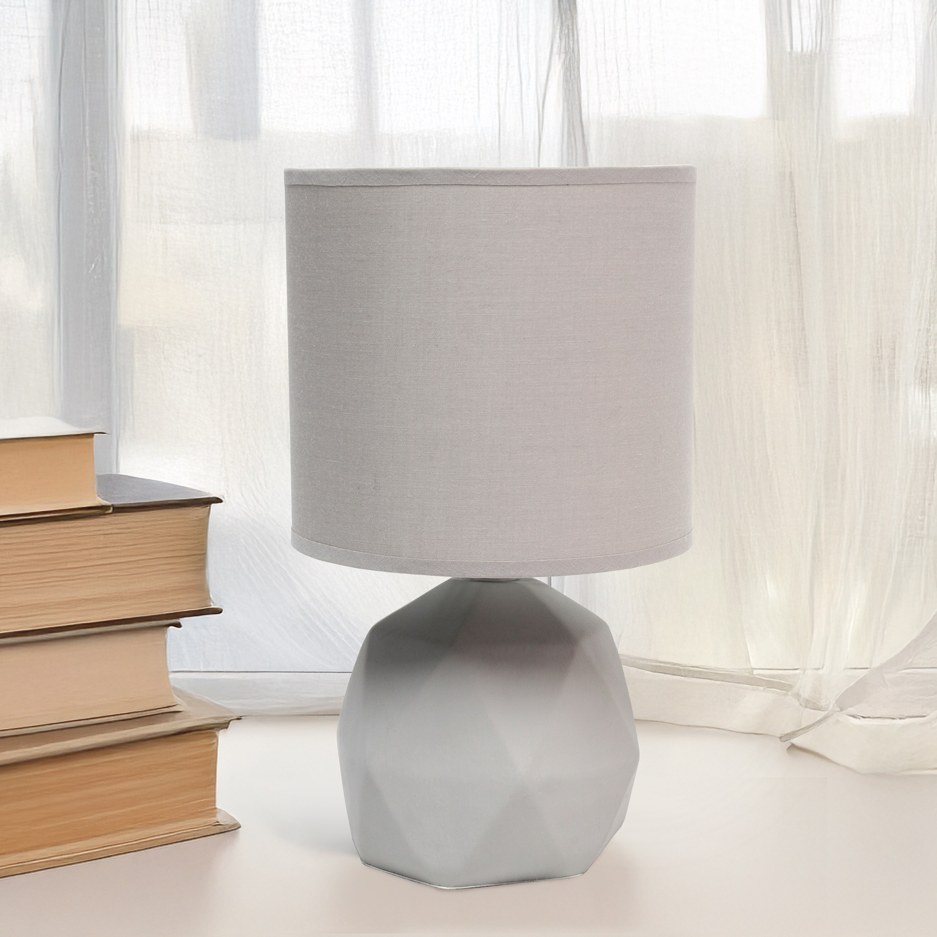 Creekwood Home 10.62-in GRAY LED On/Off switch Table Lamp with Fabric ...