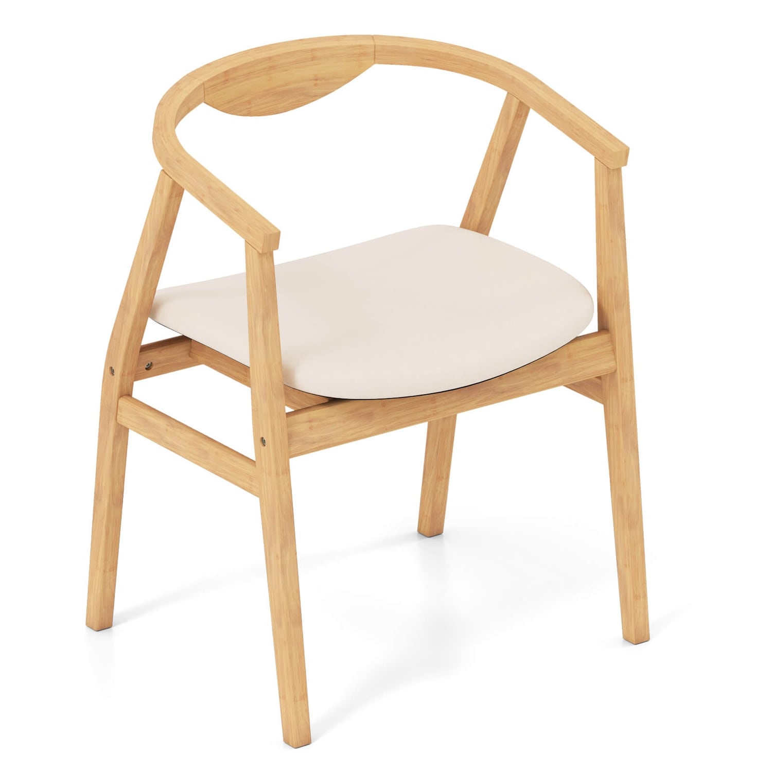 Costway Bamboo Accent Chair Modern Bamboo Armchair Upholstered Leisure ...
