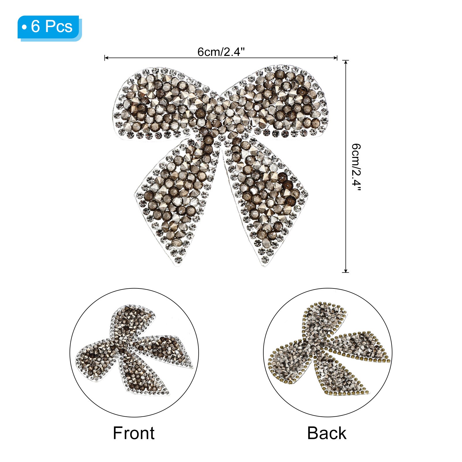 PATIKIL Bow Rhinestone Patches 6pcs Bow Shape Sew/Iron on Applique ...