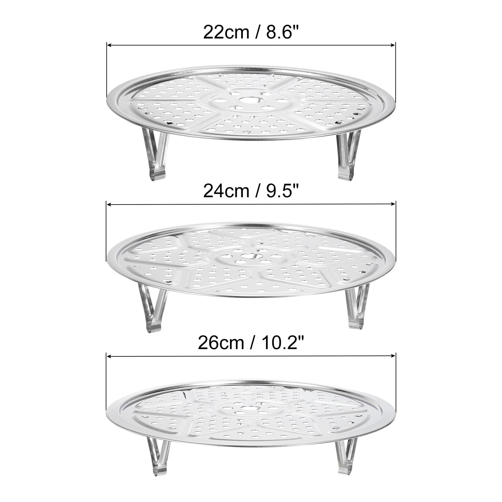 Unique Bargains 3pcs Stainless Steel Steamer Rack with Stand 8.6inch/9 ...