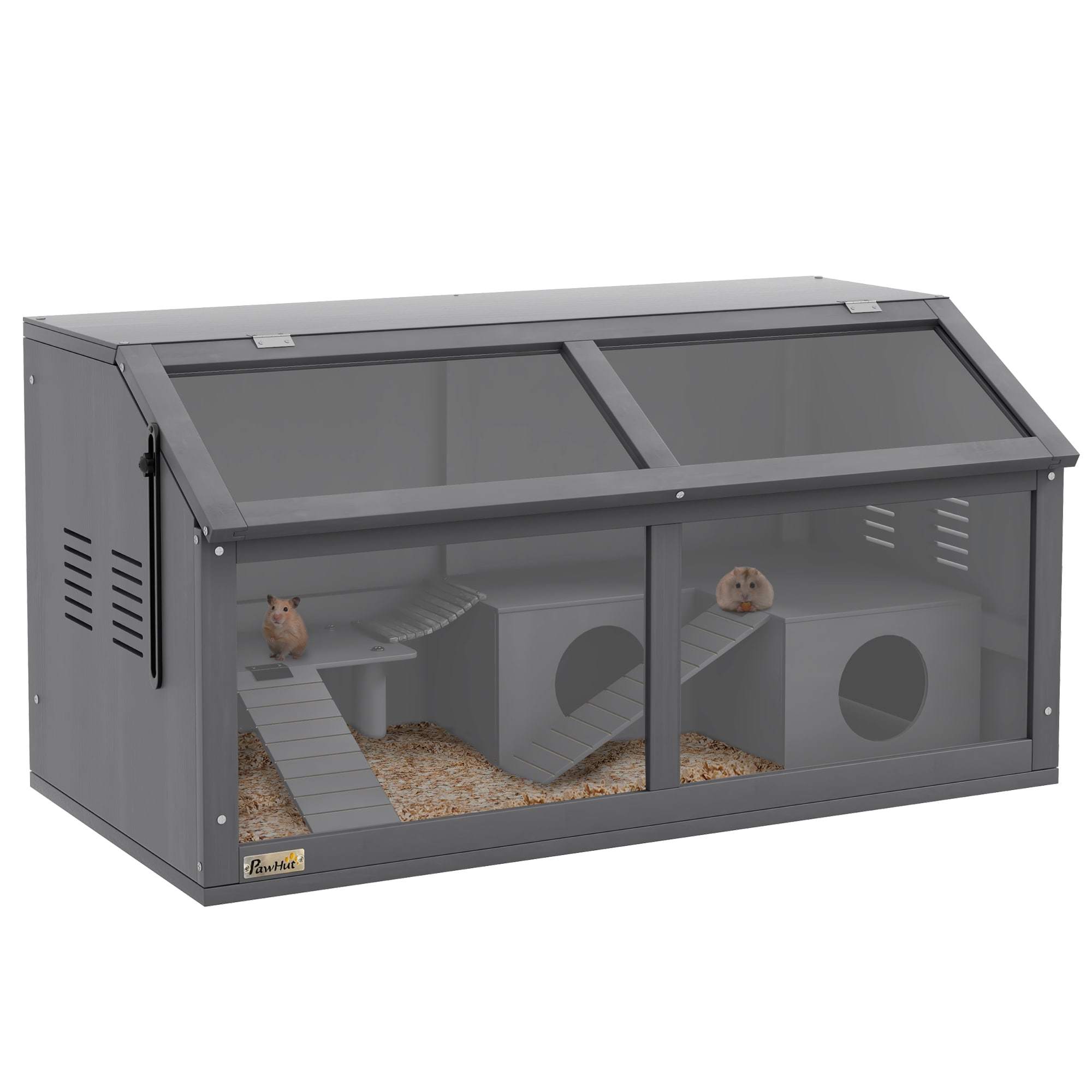 LOVMOR Wooden Hamster Habitat Small Animal Cage Playhouse for Gerbils ...