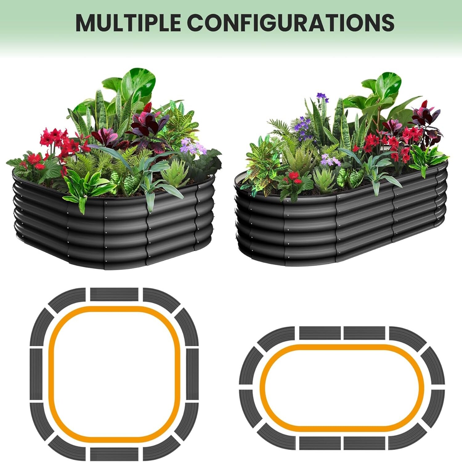 Garvee Raised Garden Bed 2-Pack Galvanized Steel Oval 6x3x1FT - Large ...