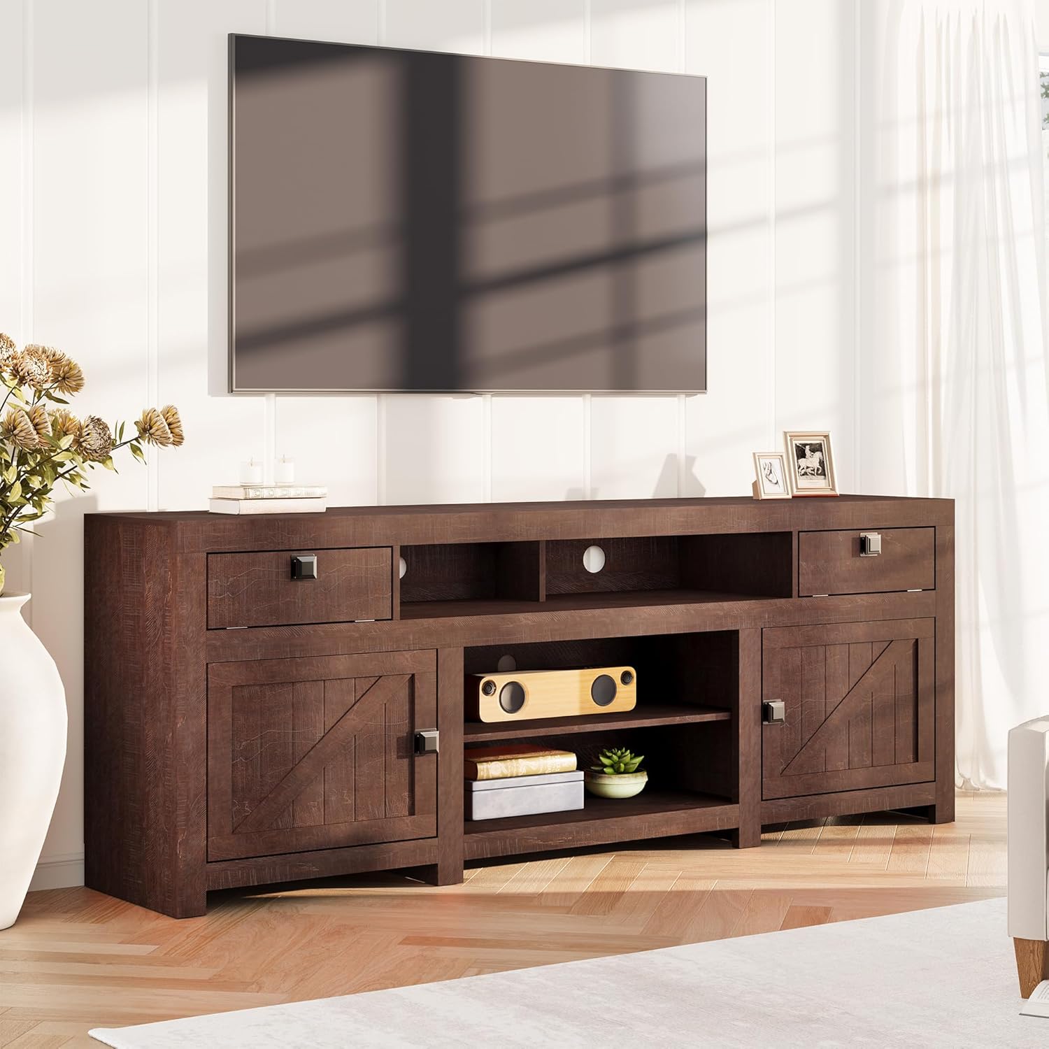 Garvee Farmhouse TV Stand for Tv Up to 80 Inches Long Entertainment ...
