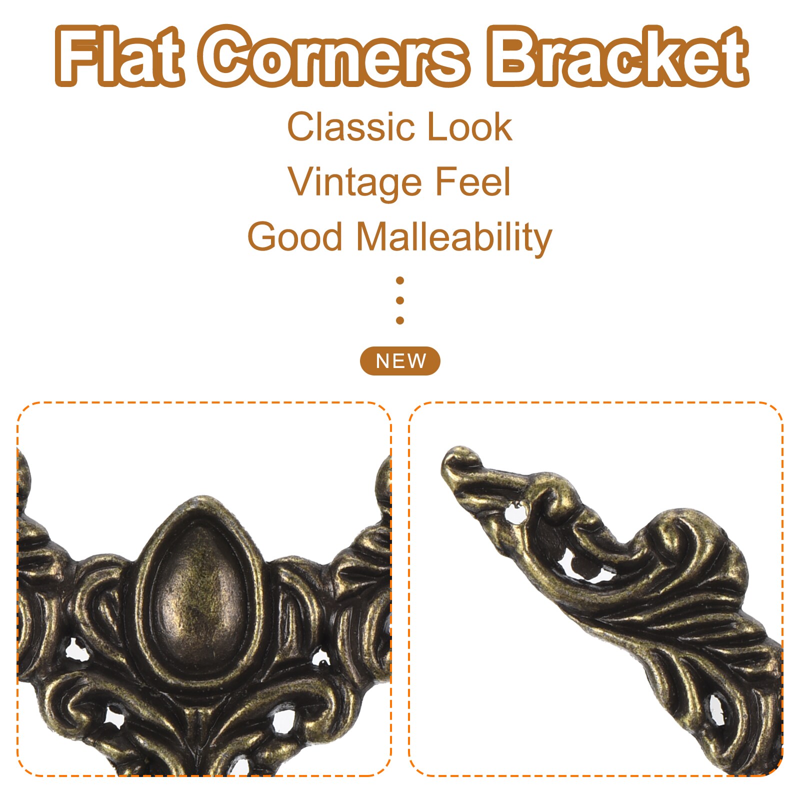 Unique Bargains 8pcs Vintage Flat Corner Bracket 1.9-in x 2-in ...