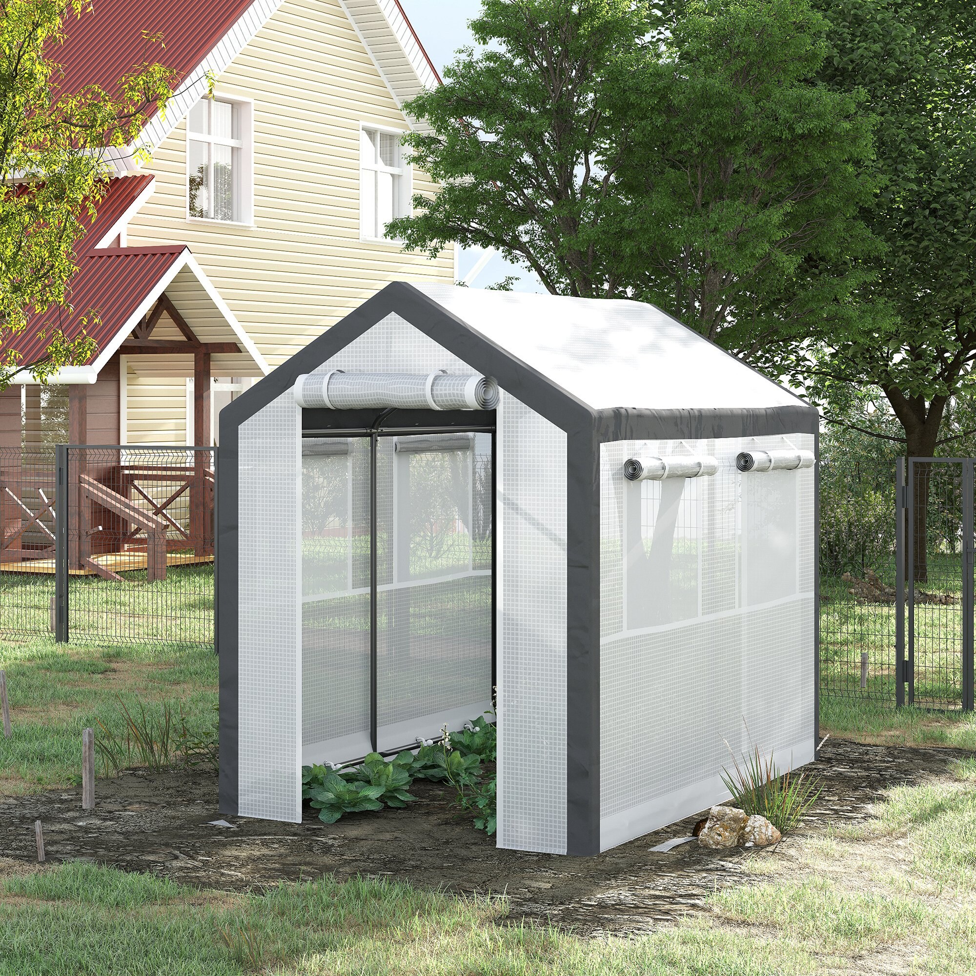 LUXEYARD Outdoor Walk-In Tunnel Greenhouse with Roll-up Windows ...