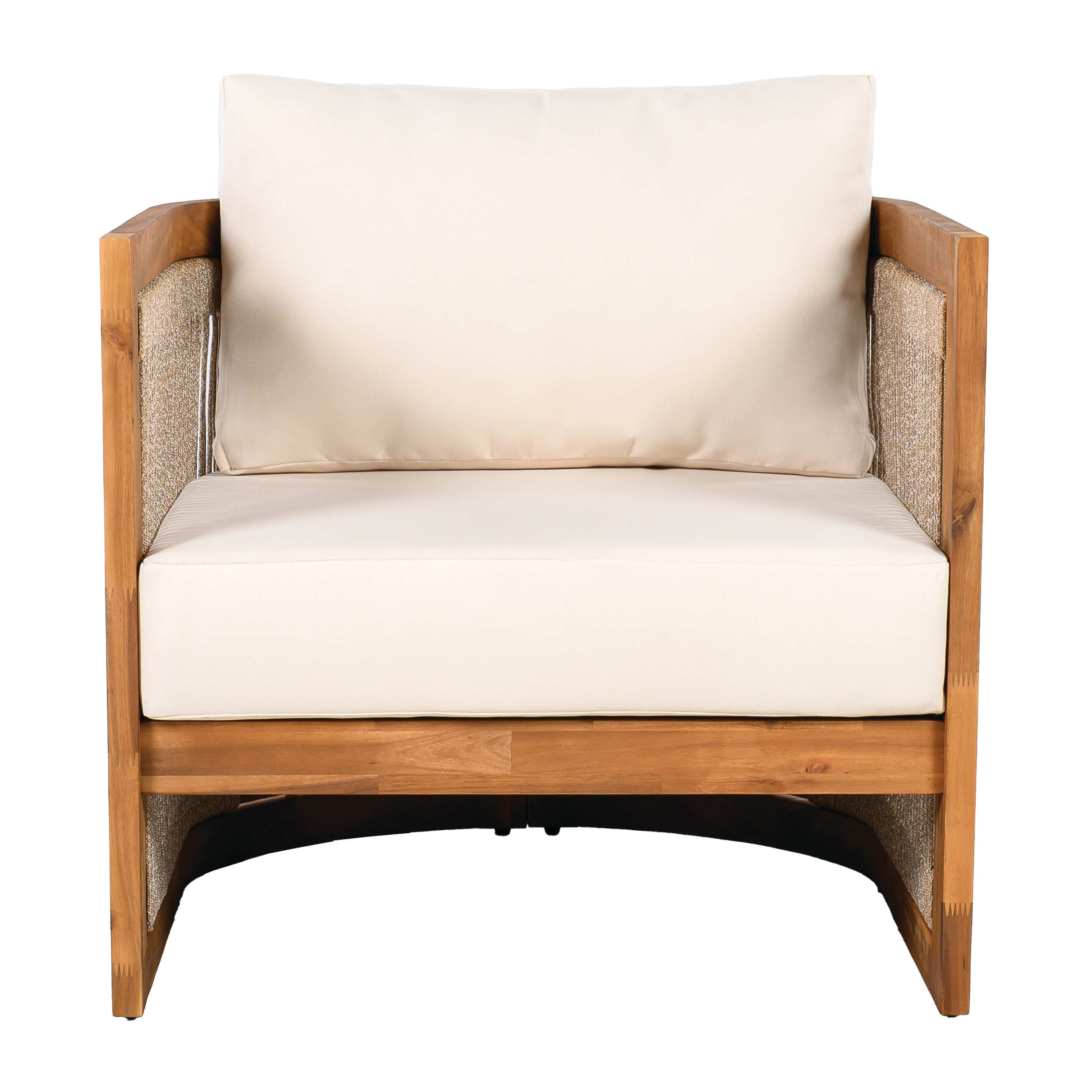 Vynxaria Premium Acacia Wood Outdoor Club Chair Curved Tub Design with ...