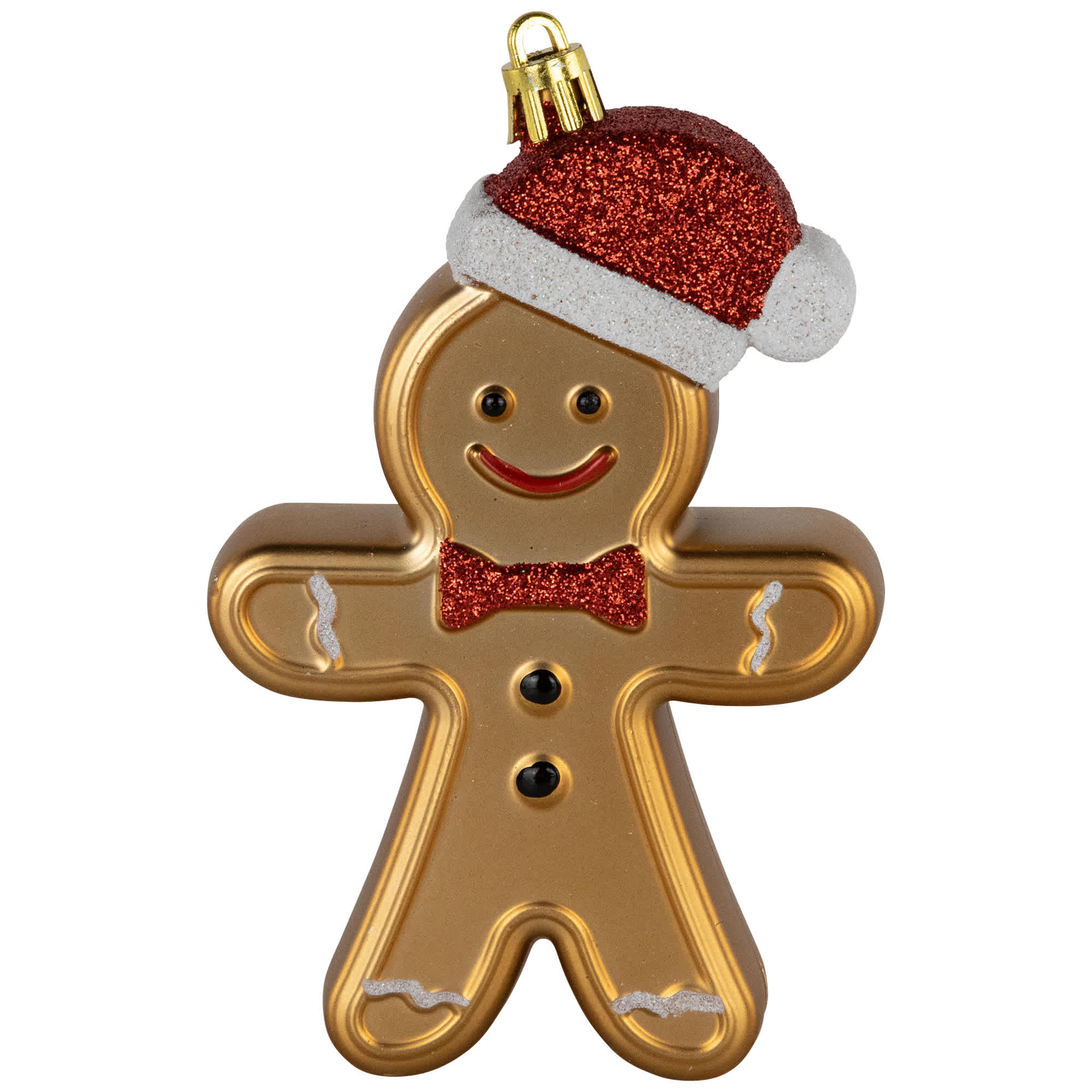 Northlight Gingerbread Man with Glitter Santa Hat Shatterproof ...