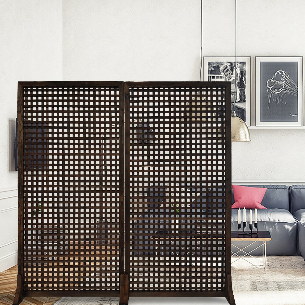 HIGHLANDERHOME 2-Panel Dark Brown Wood Traditional Style Room Divider ...