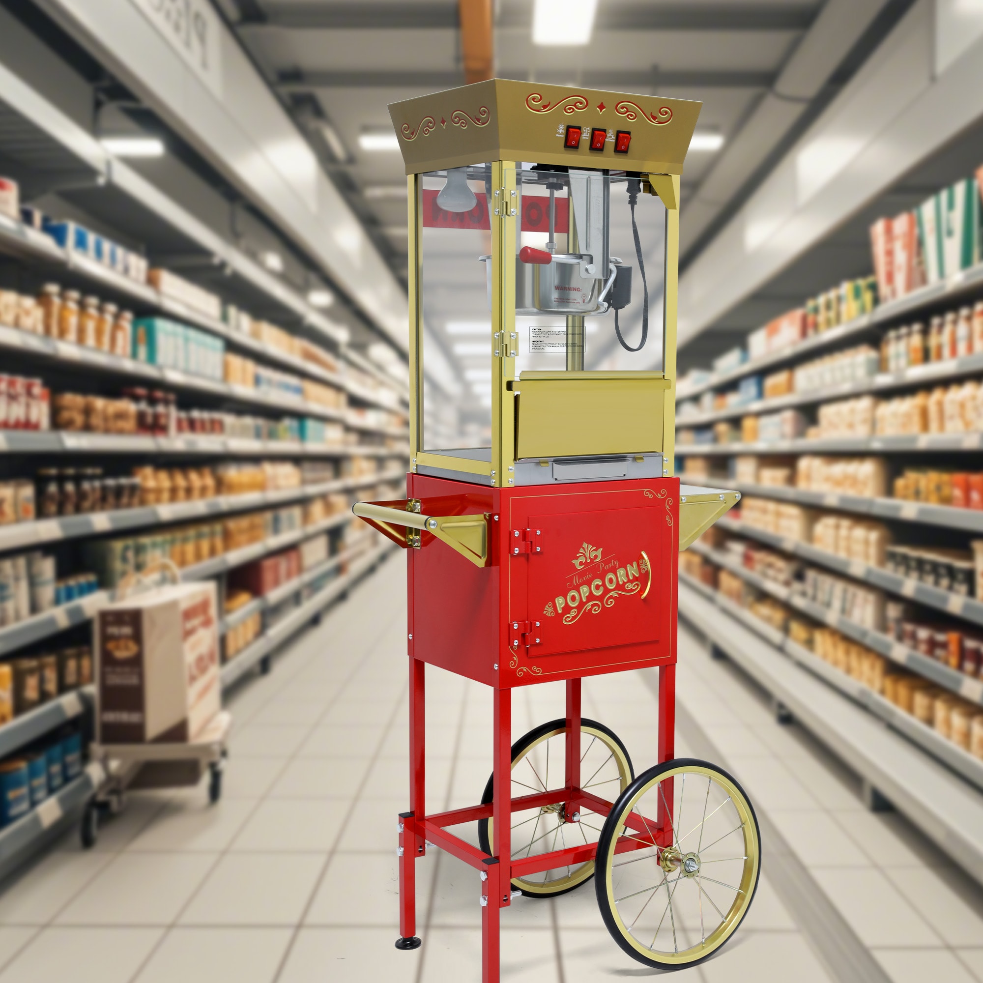 Tatayosi 12oz Popcorn Machine Cart; Popcorn Cart with Wheels; Vintage ...