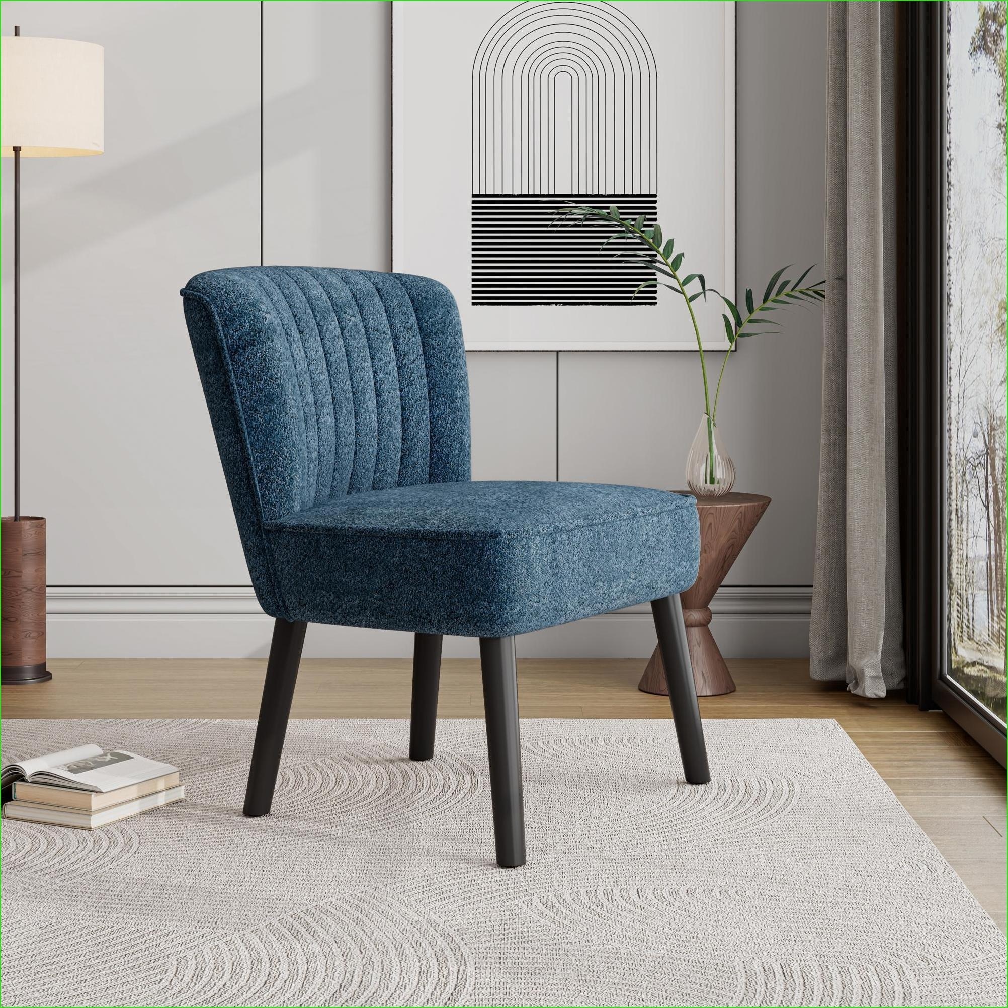 Watnature Navy Blue Shellback Accent Chair Upholstered Single Seating ...
