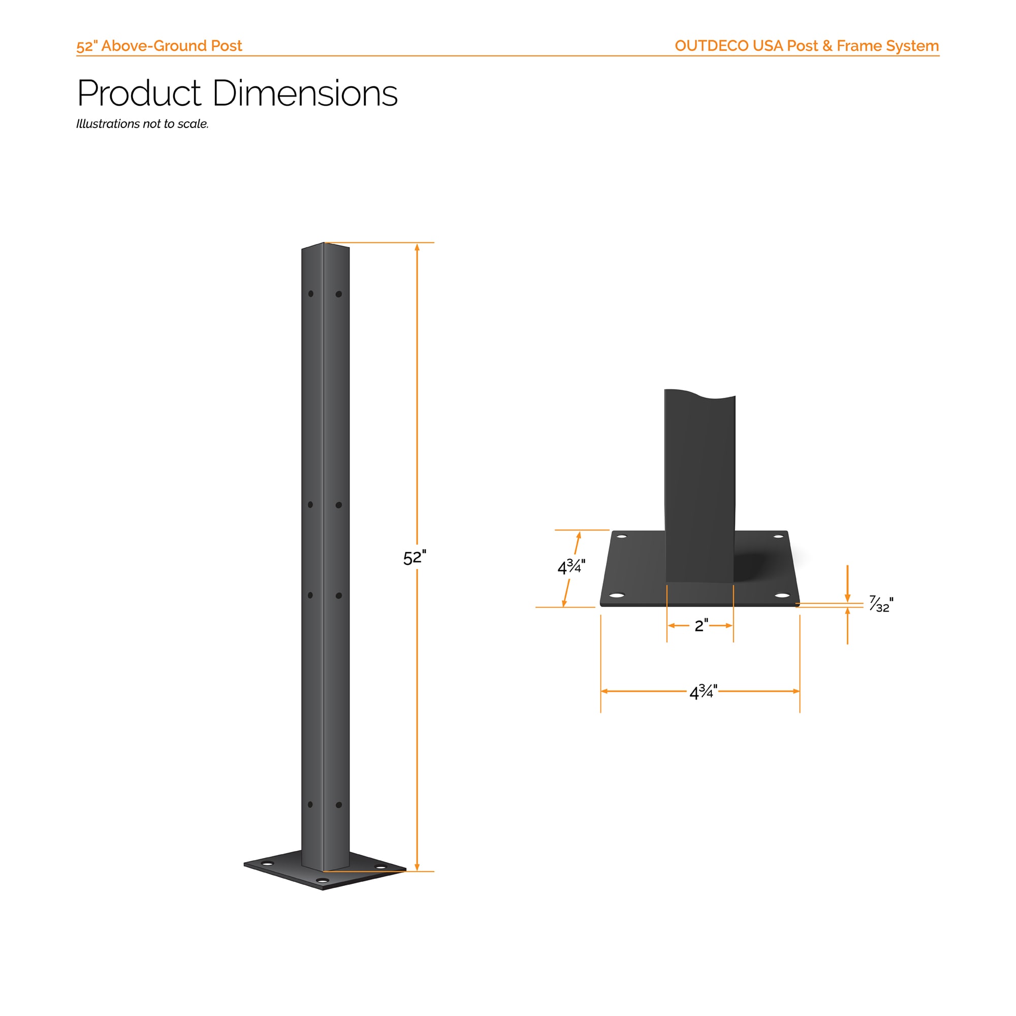 OUTDECO Above Ground Fence Post with Welded Base Plate Black Galvanized ...