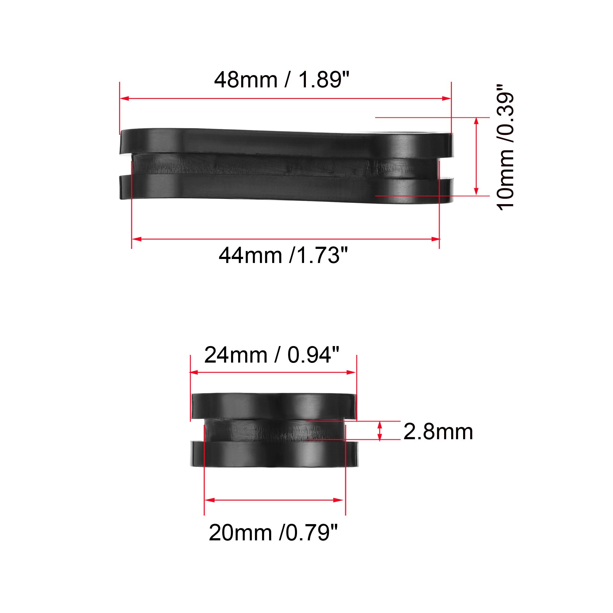 Unique Bargains Rubber Grommet Oval Double-Sided Mount Size 44 x 20 mm ...