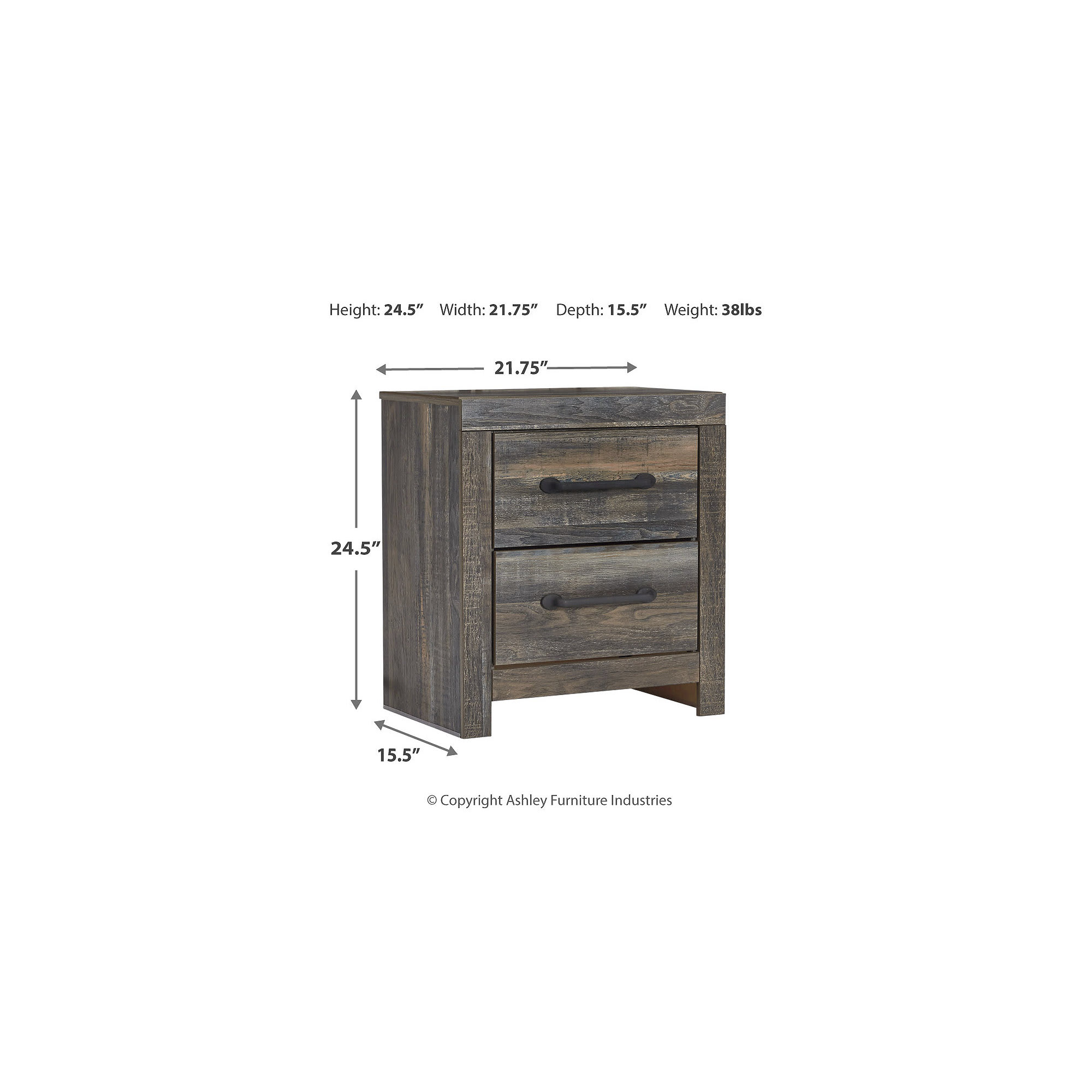 Signature Design by Ashley Drystan Nightstand Rustic Industrial Style ...