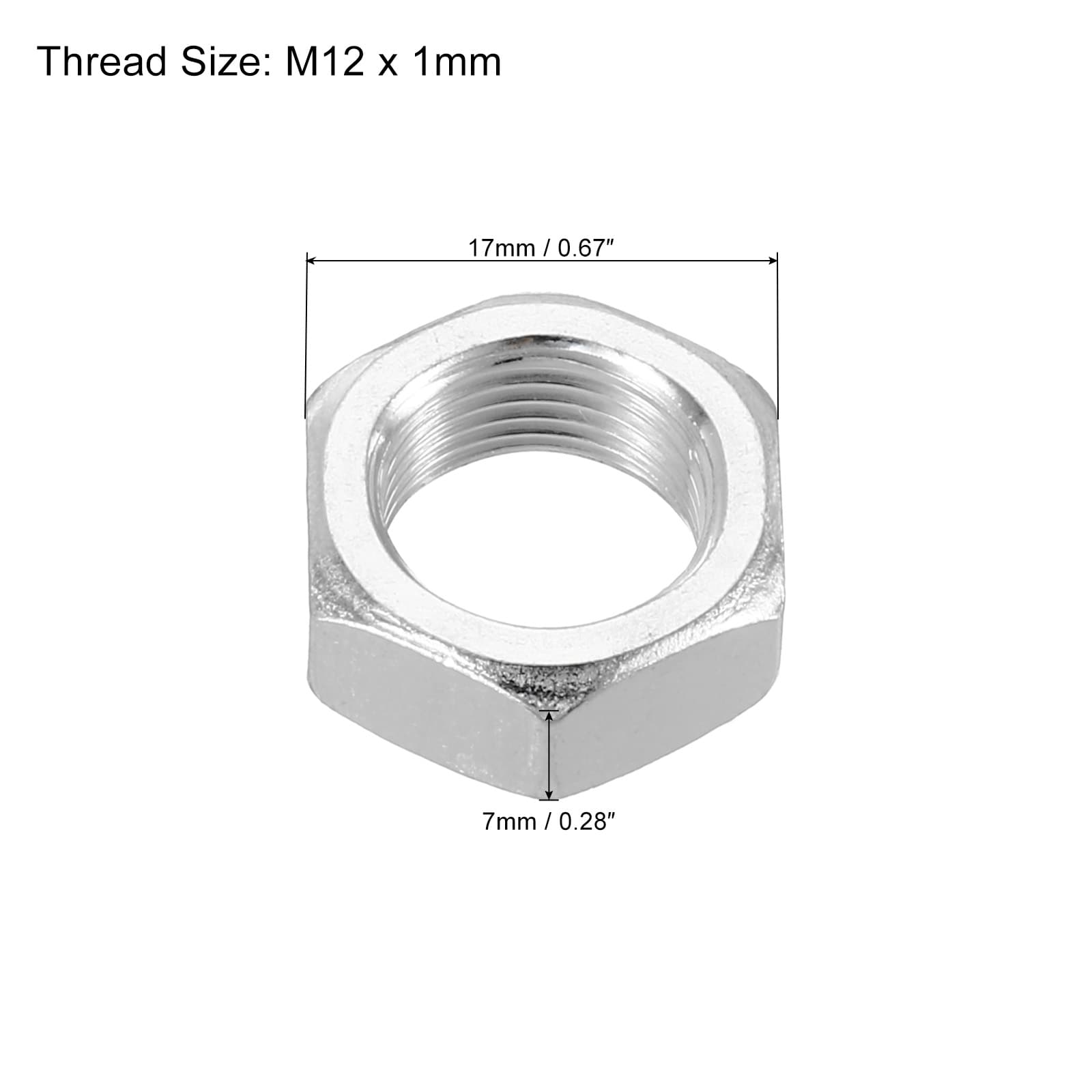 PATIKIL M12 x 1.0 Steel Hex Nuts 30 Pack Metric Thread Zinc Plated ...