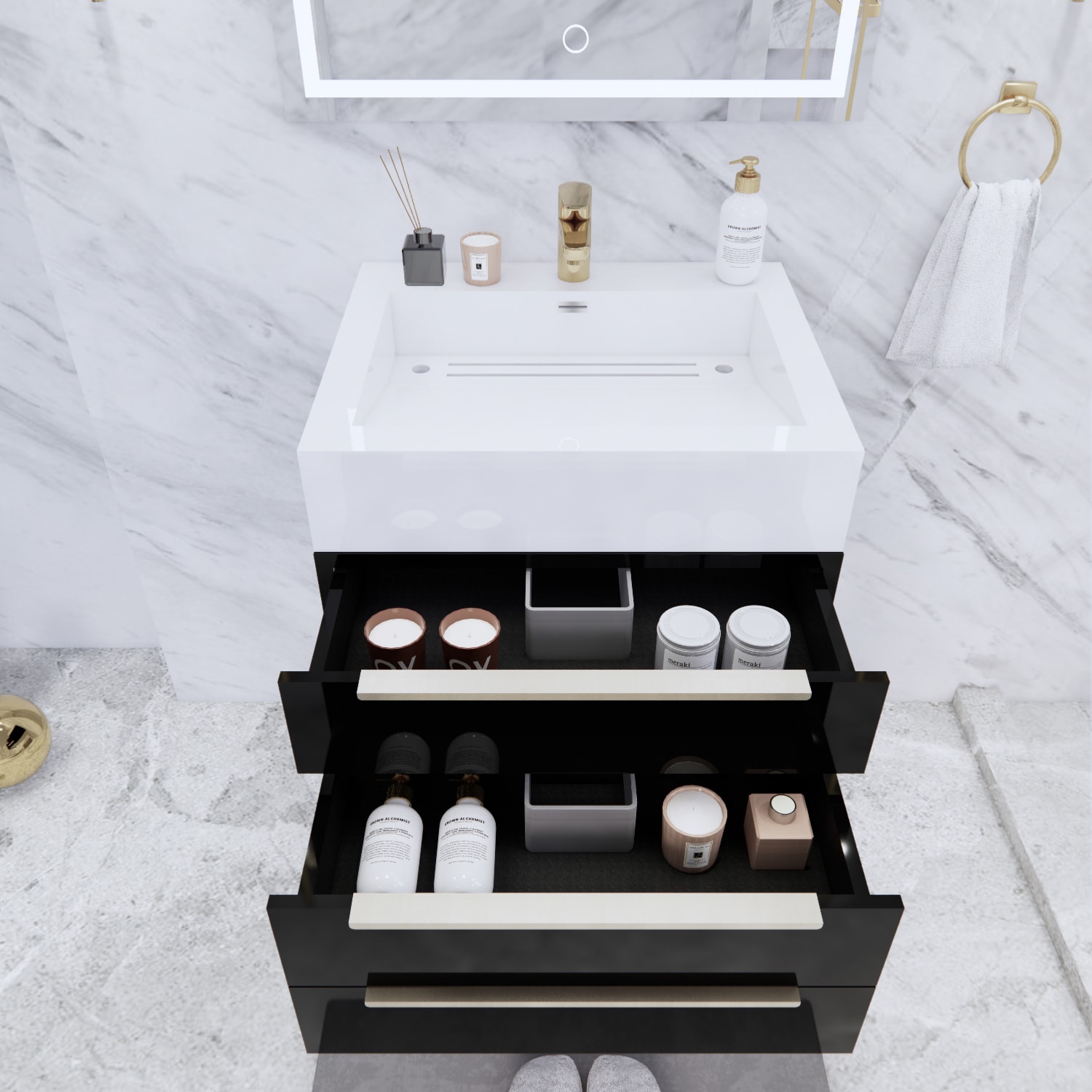 BV Better Vanity Bethany 24-in Gloss Black Single Sink Floating ...
