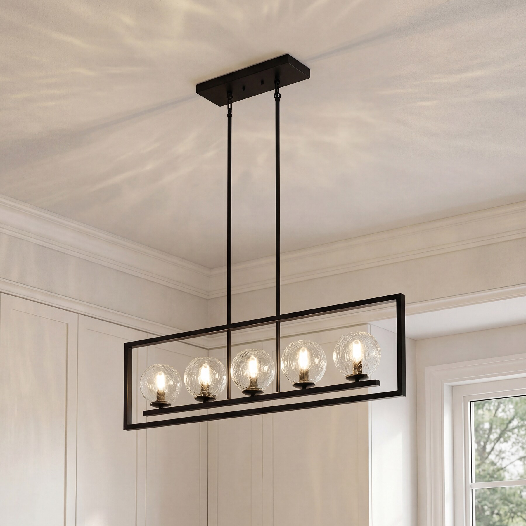 LITTLE TREE 39.37 in. 5-Light Linear Kitchen Island Pendant Light Matte ...