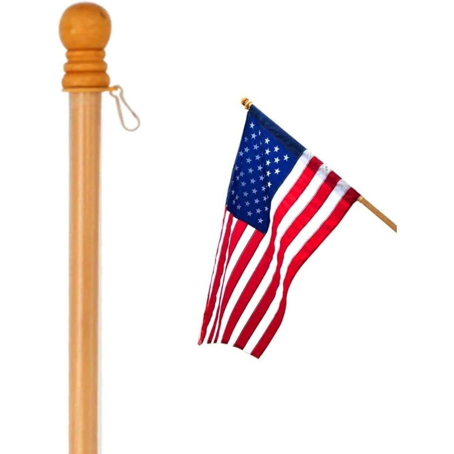 Angel Sar 5ft Wooden House Flagpole with Tangle Free Design for Outside ...