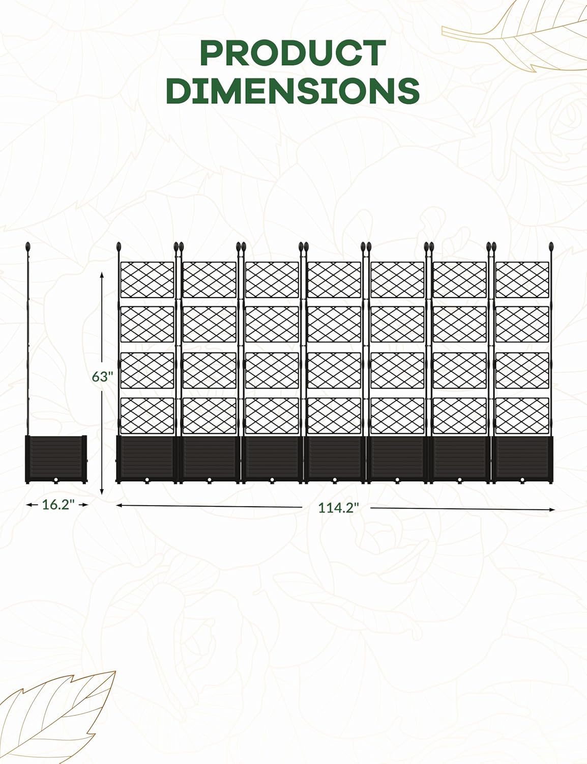 Garvee 7 PCS Plastic Planter Box with Trellis 5.25 FT Tall Raised ...