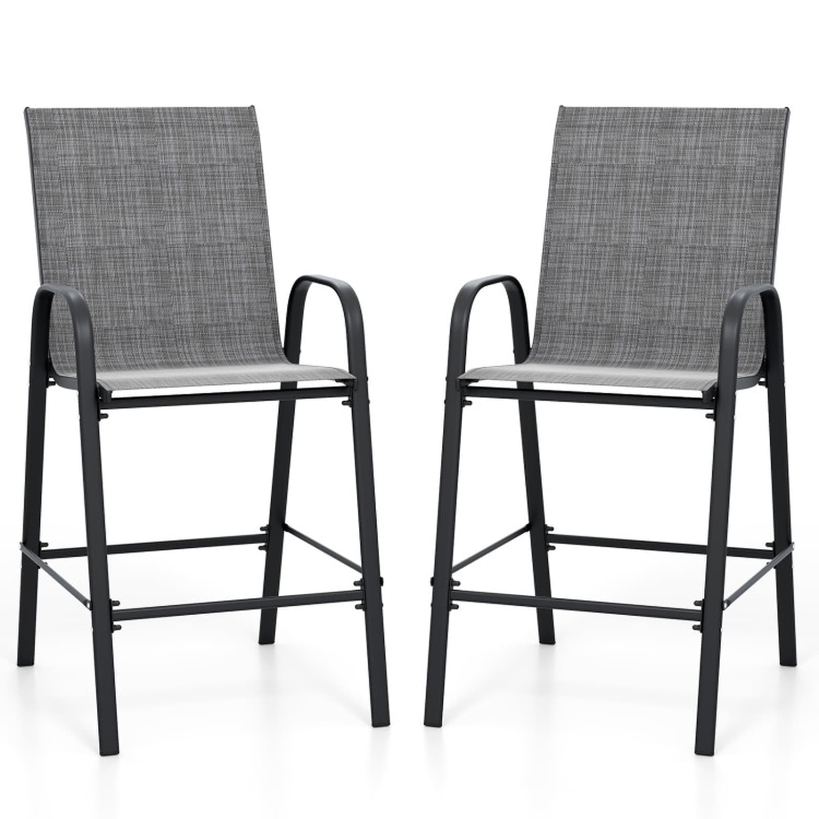 SUGIFT 29-in Outdoor Bar Stools Fabric Bar Height Stools with Armrests ...