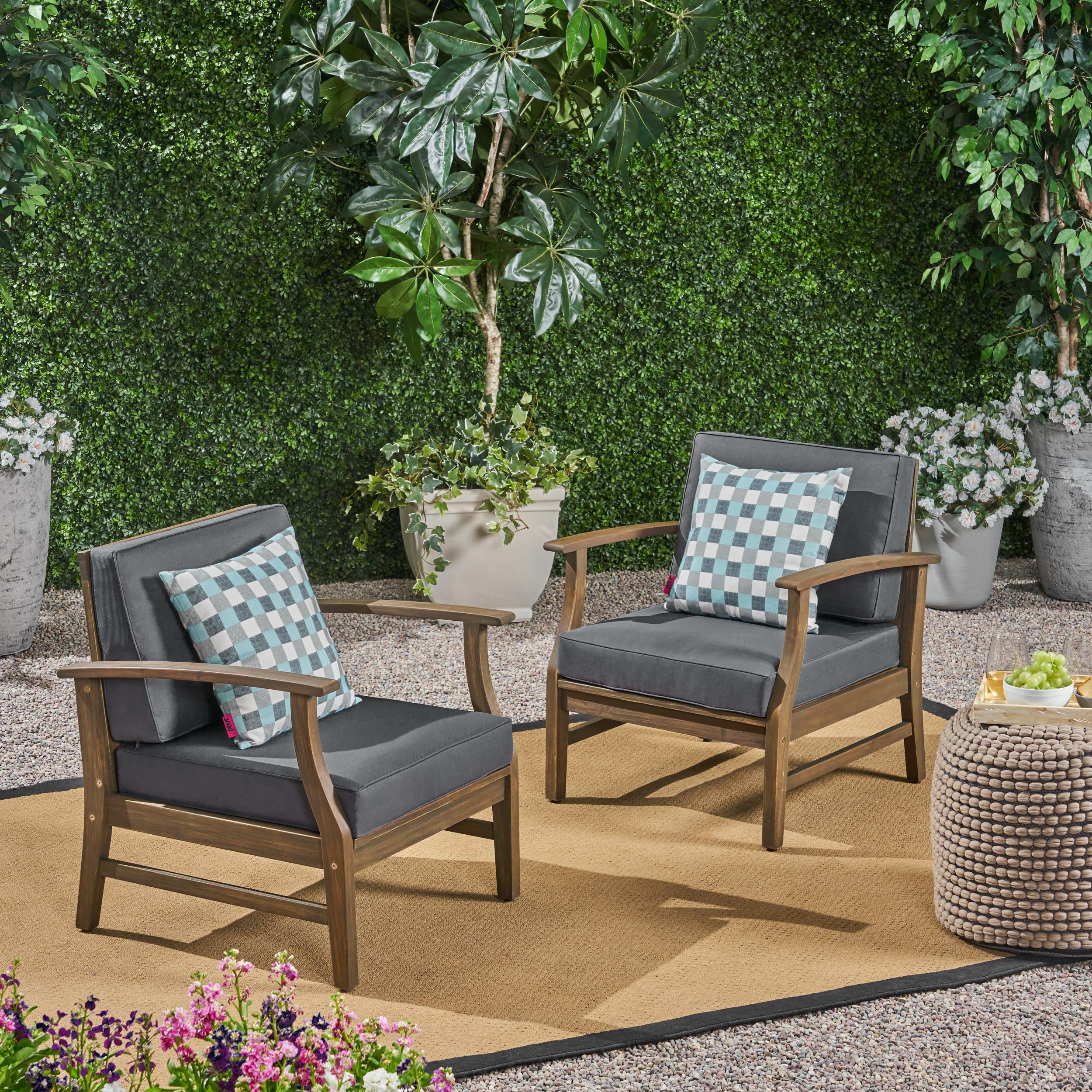 Christopher Knight Home Perla Outdoor Acacia Wood Club Chair Set of 2 ...