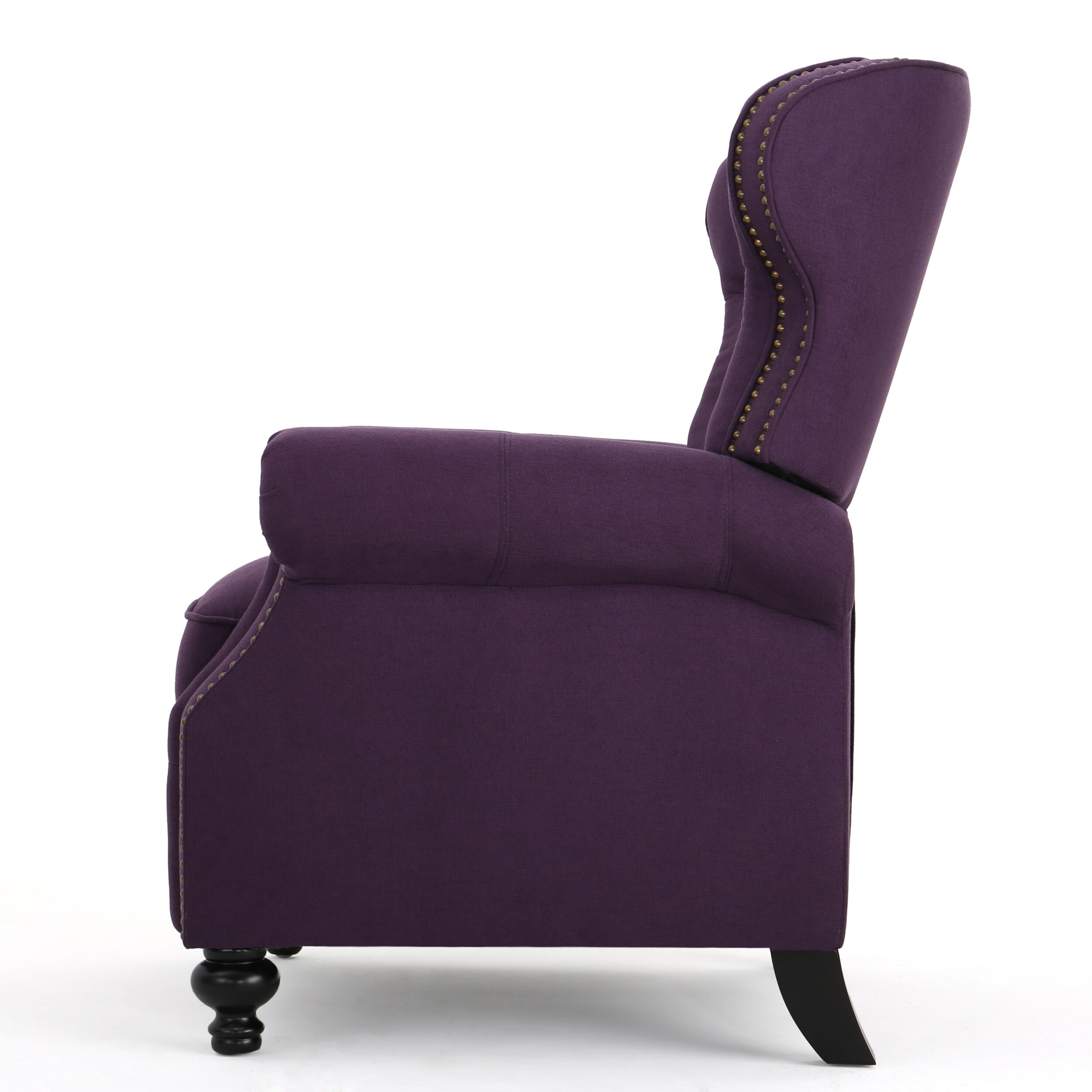 LOVMOR Accented Push Back Recliner Chair Rolled Arms Plum Cocooning ...