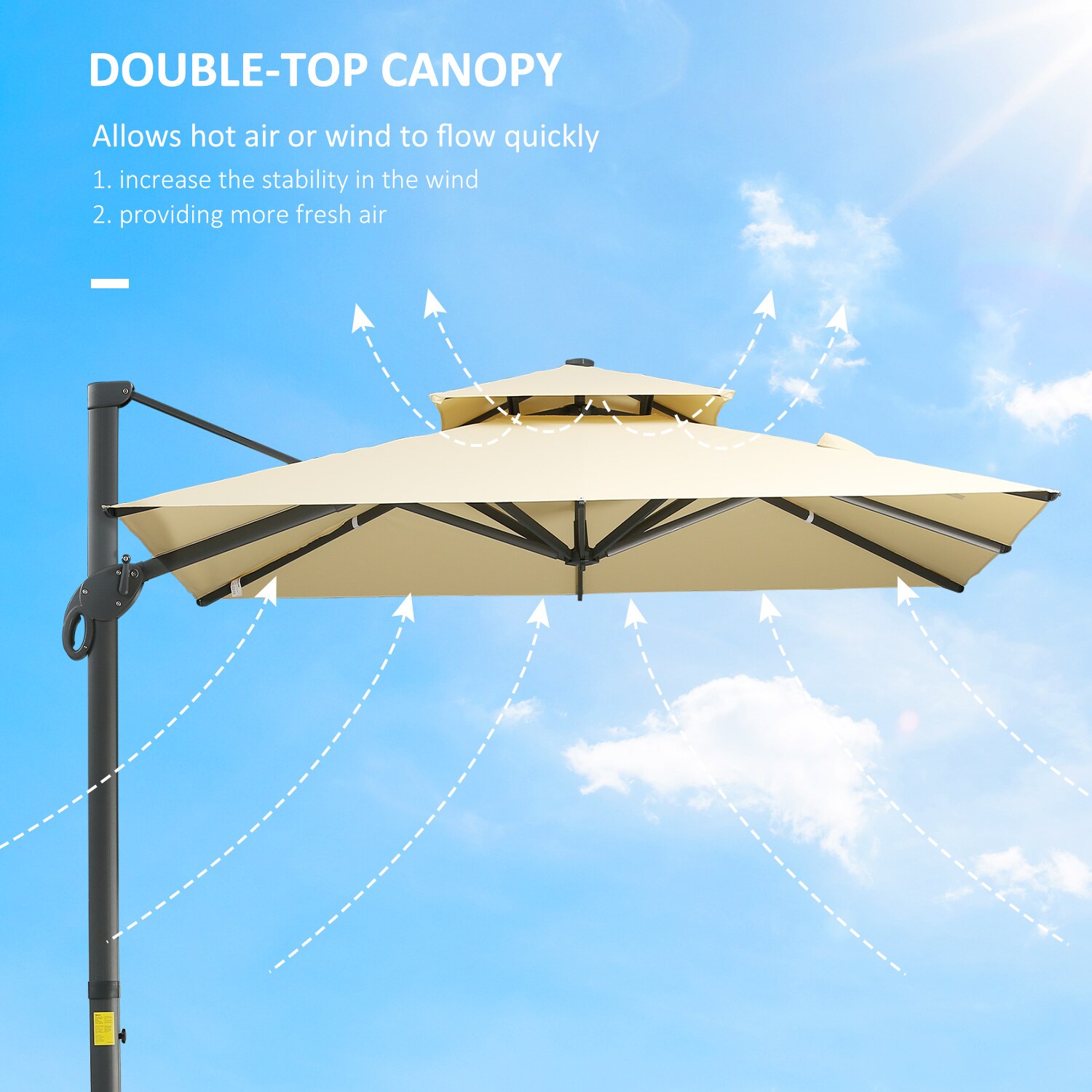 Outsunny 10ft Offset Patio Umbrella Hanging Cantilever Umbrella Square ...