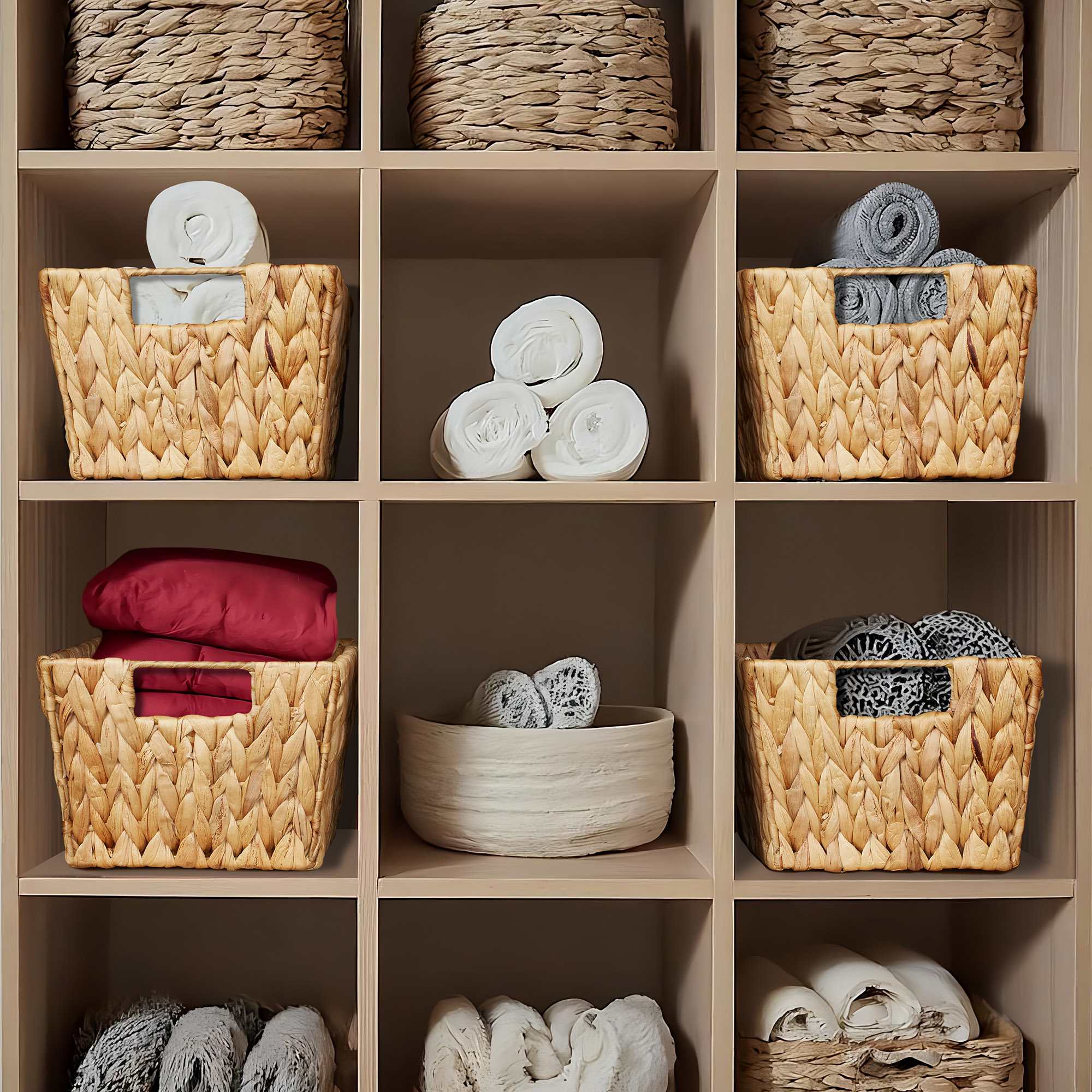 Casafield 4 Hyacinth Storage Baskets w Handles for Laundry - Blankets ...