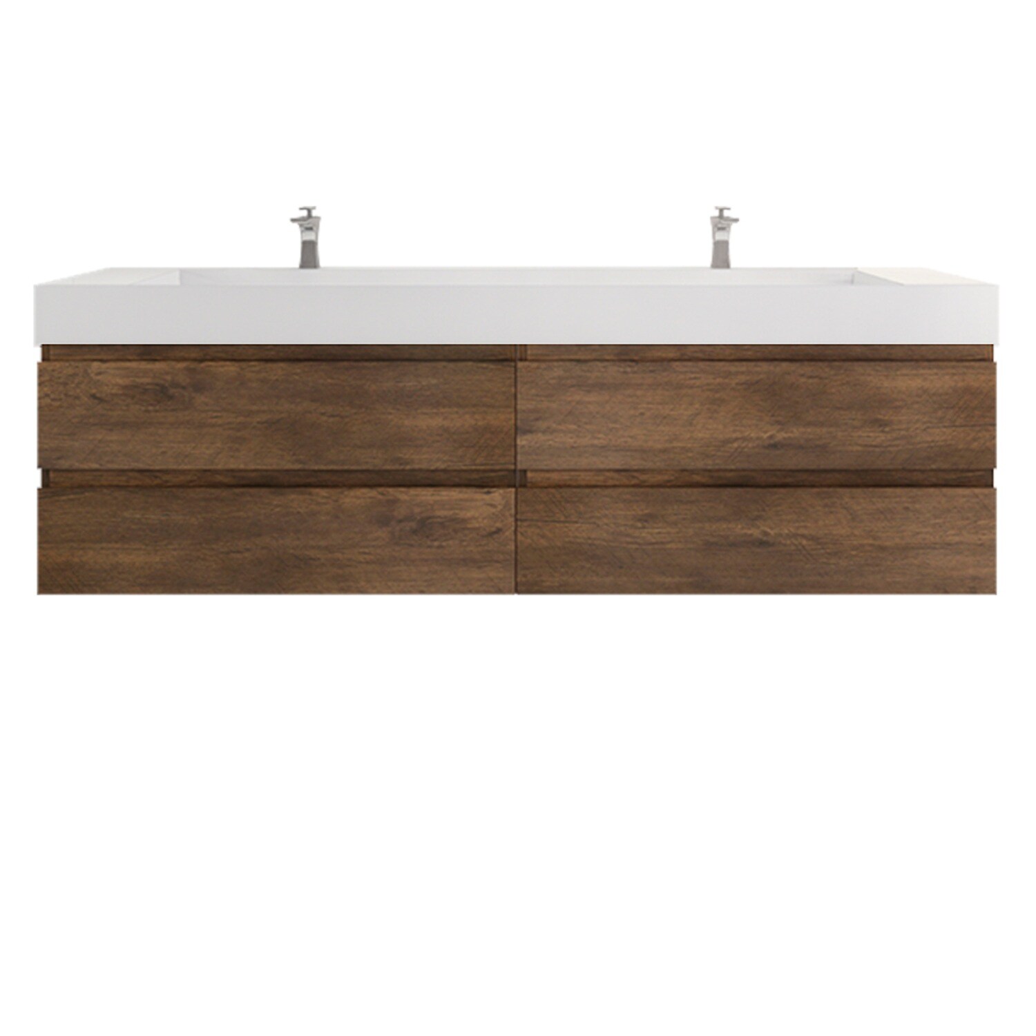 BV Better Vanity Monterey 84-in Rose Wood Double Sink Floating Bathroom ...