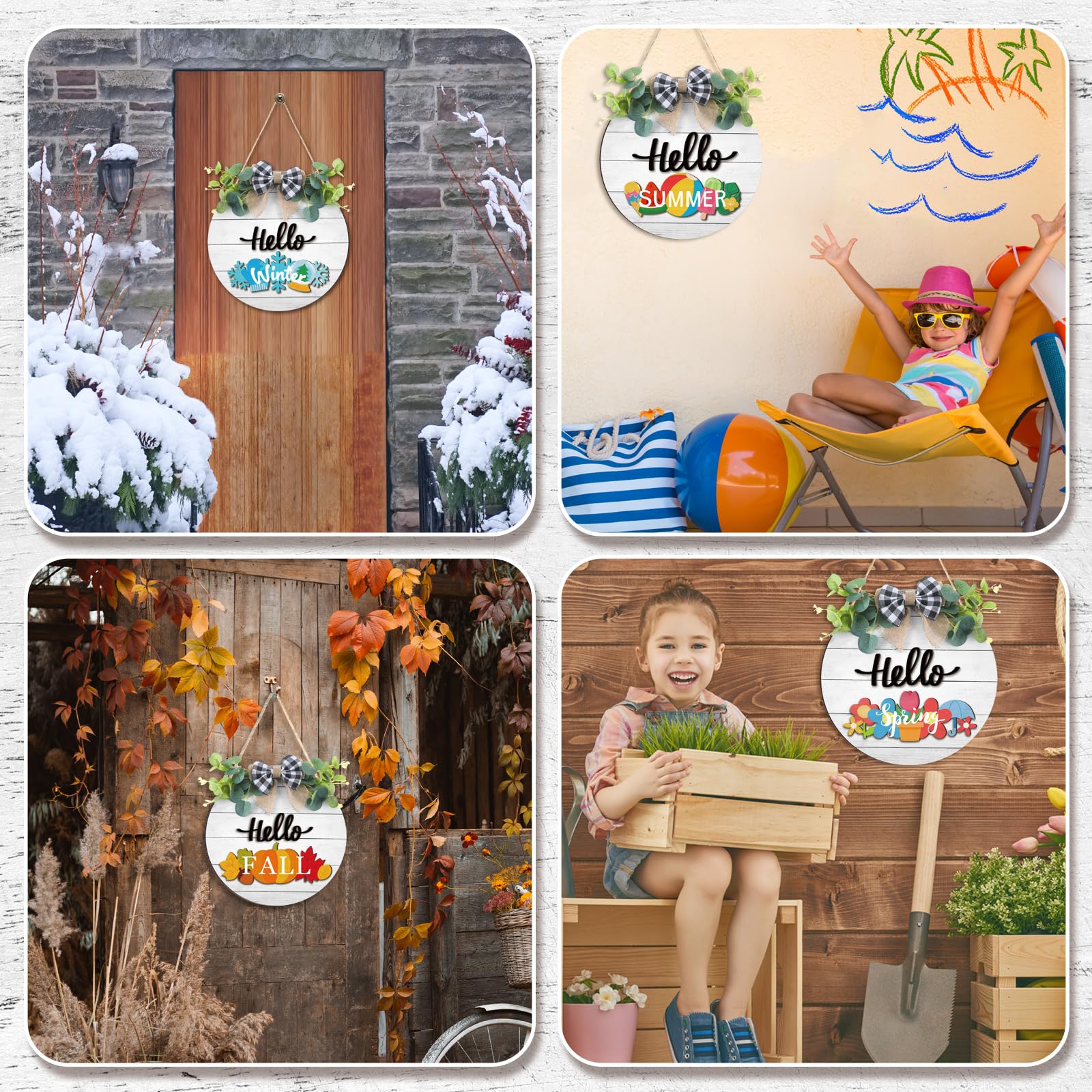 Afoxsos 20 Piece Interchangeable Wooden Welcome Sign 11.81 x 11.81 Inch ...