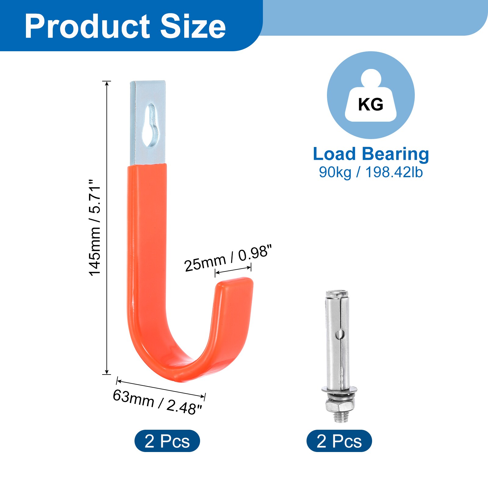 Unique Bargains 2 Pcs 5.71x2.48 Inch Garage Hanging Hooks Heavy Duty ...